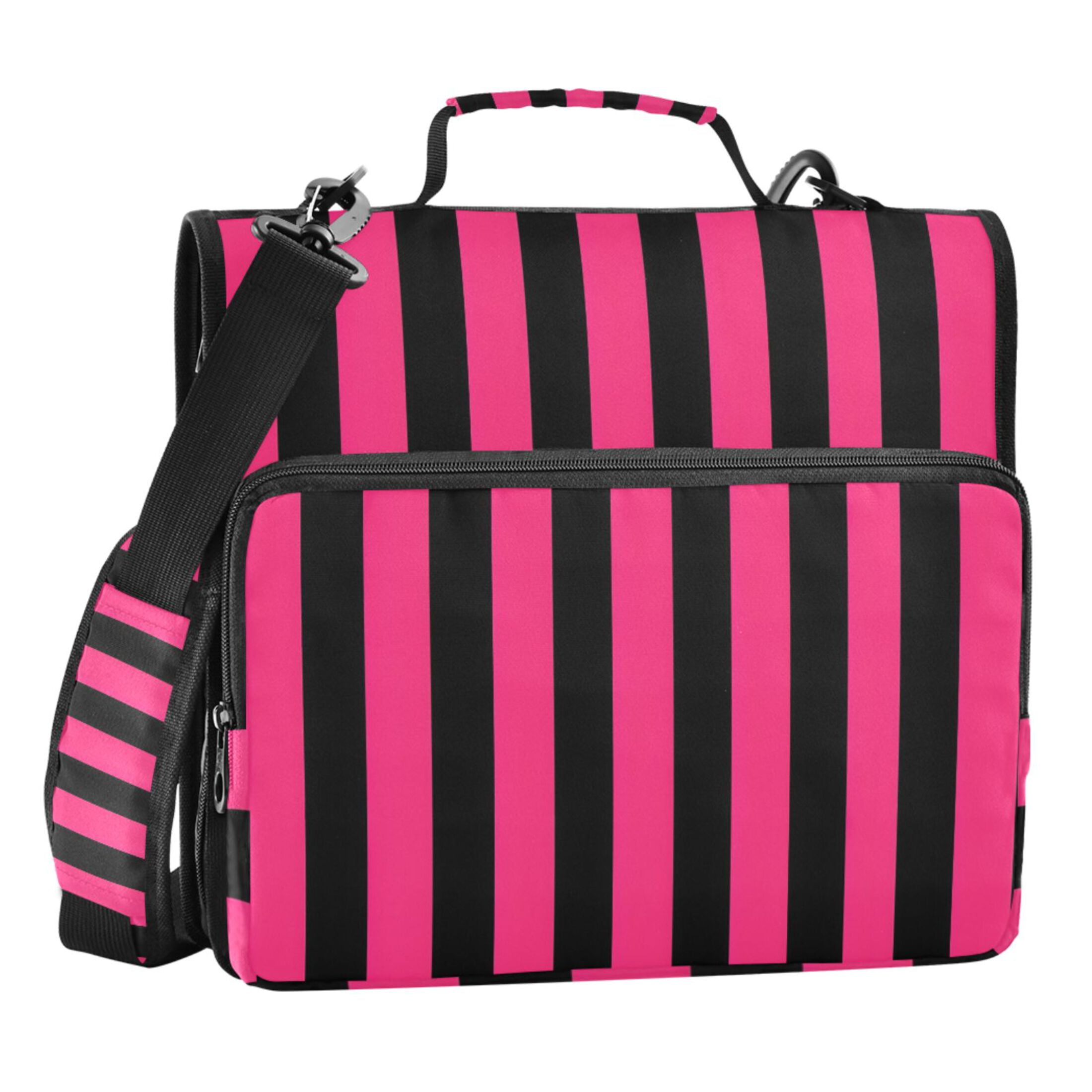 ALAZA Zipper Binder Pink and Black Stripe Pattern 3 Ring Trapper Keeper ...