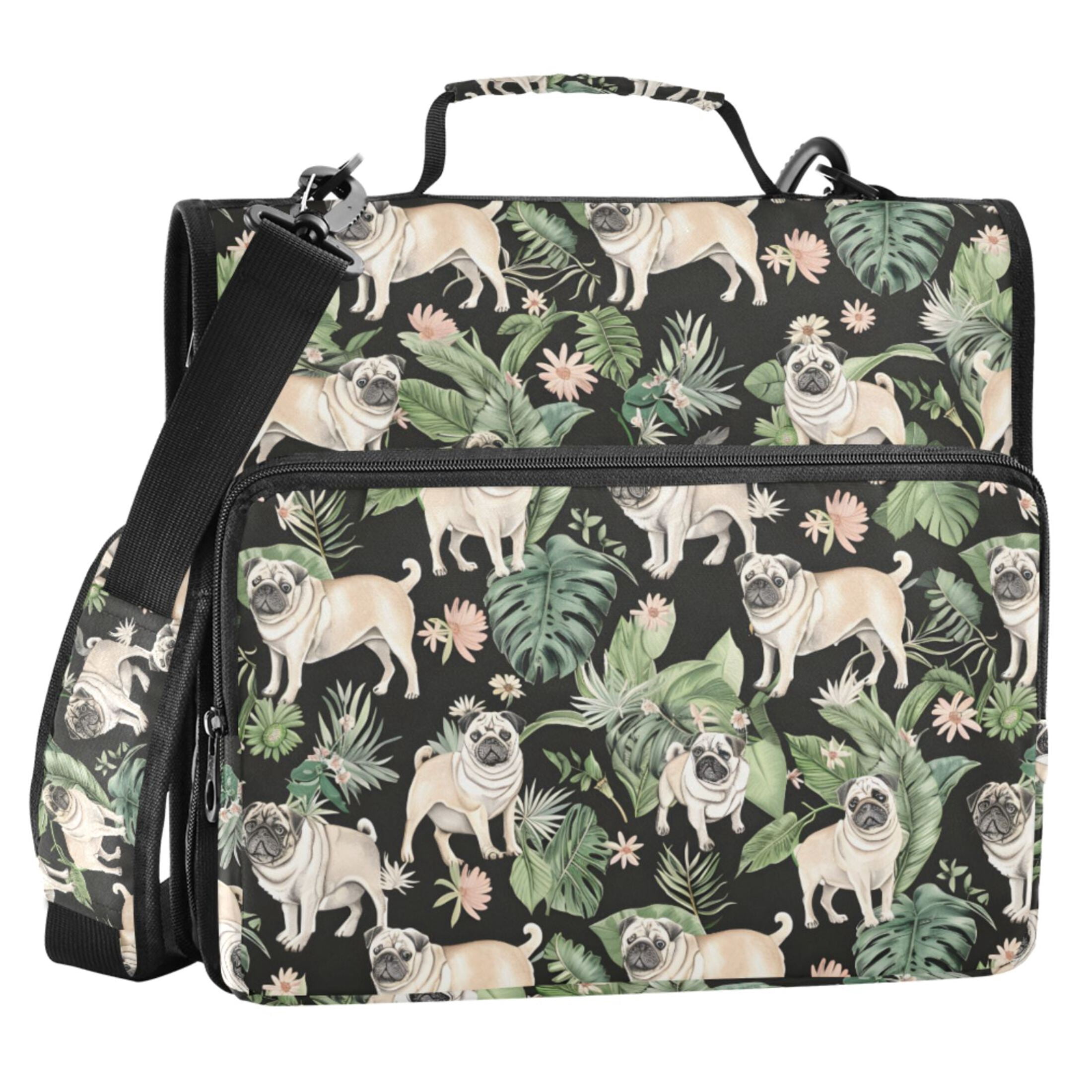 ALAZA Zipper Binder Pugs Dog Palm Leaves 2 in 3 Ring Trapper Keeper 500 ...
