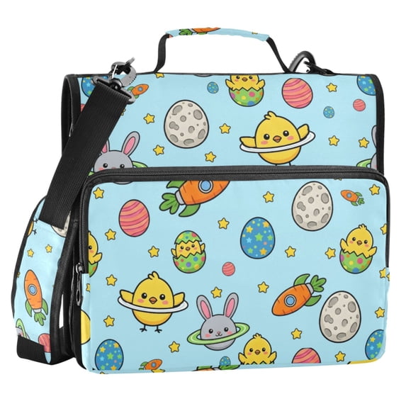 ALAZA Zipper Binder Rabbit Chicken Outer Space 2 in 3 Ring Trapper ...