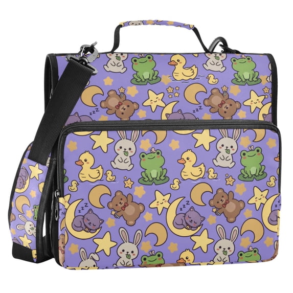 ALAZA Zipper Binder Rabbit Frog Bears Lifestyle 2 in 3 Ring Trapper ...