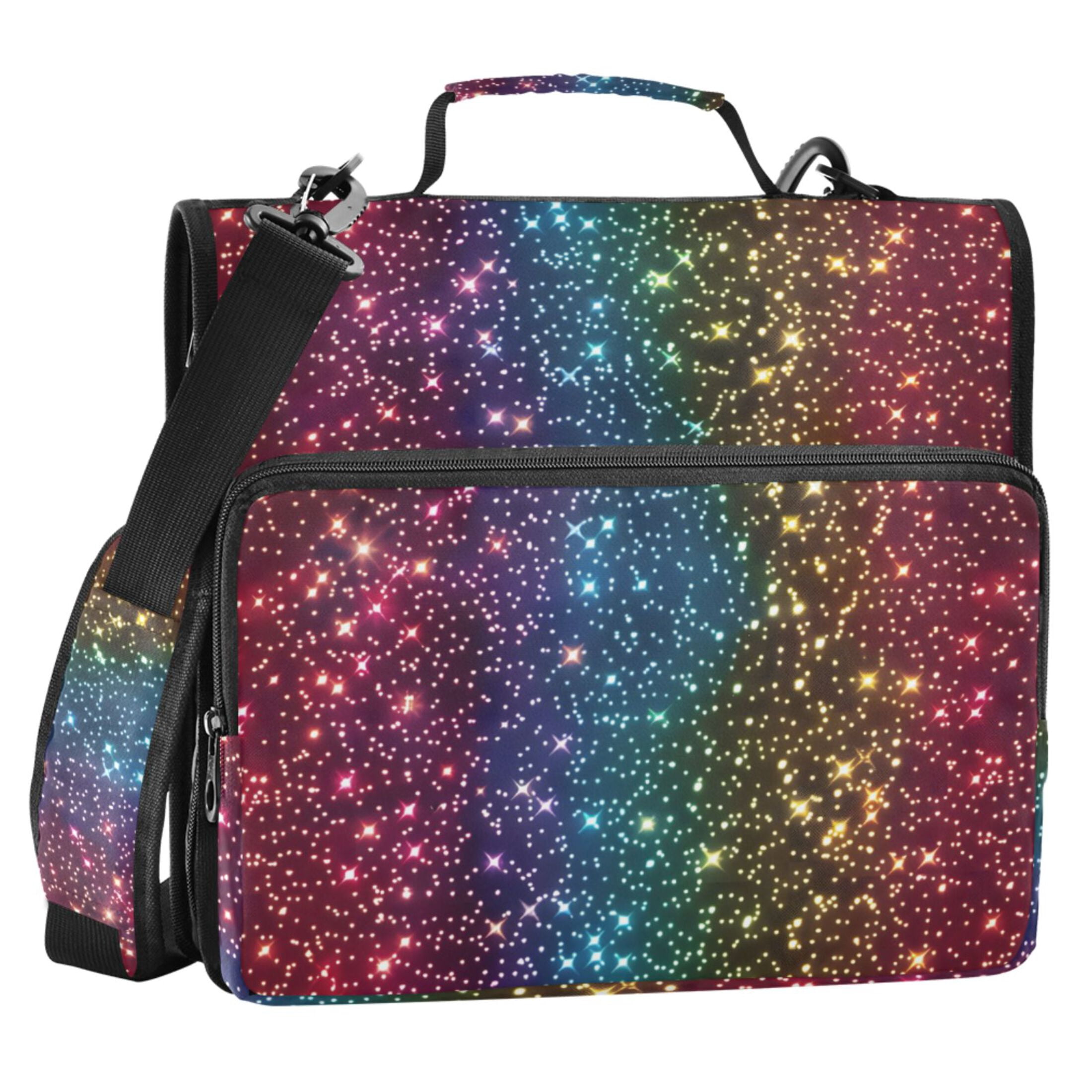 ALAZA Zipper Binder Rainbow Glitter 2 in 3 Ring Trapper Keeper 500 ...