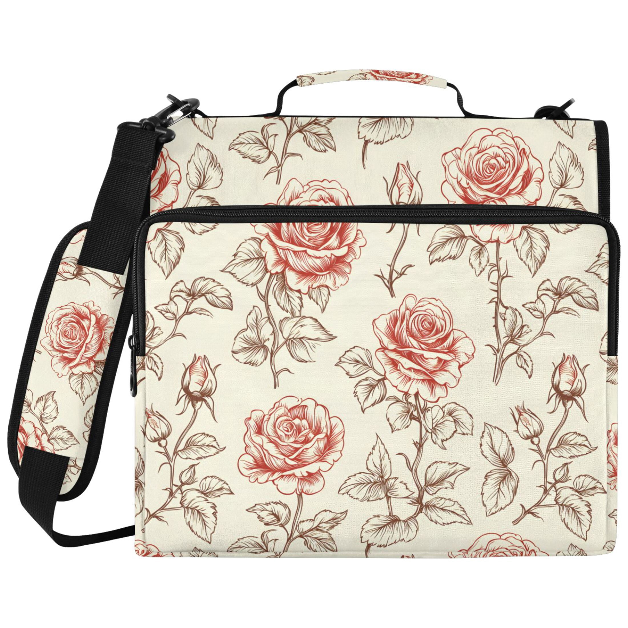 ALAZA Zipper Binder Roses Retro Flower Pattern 2 inch 3 Ring 500 Sheet ...