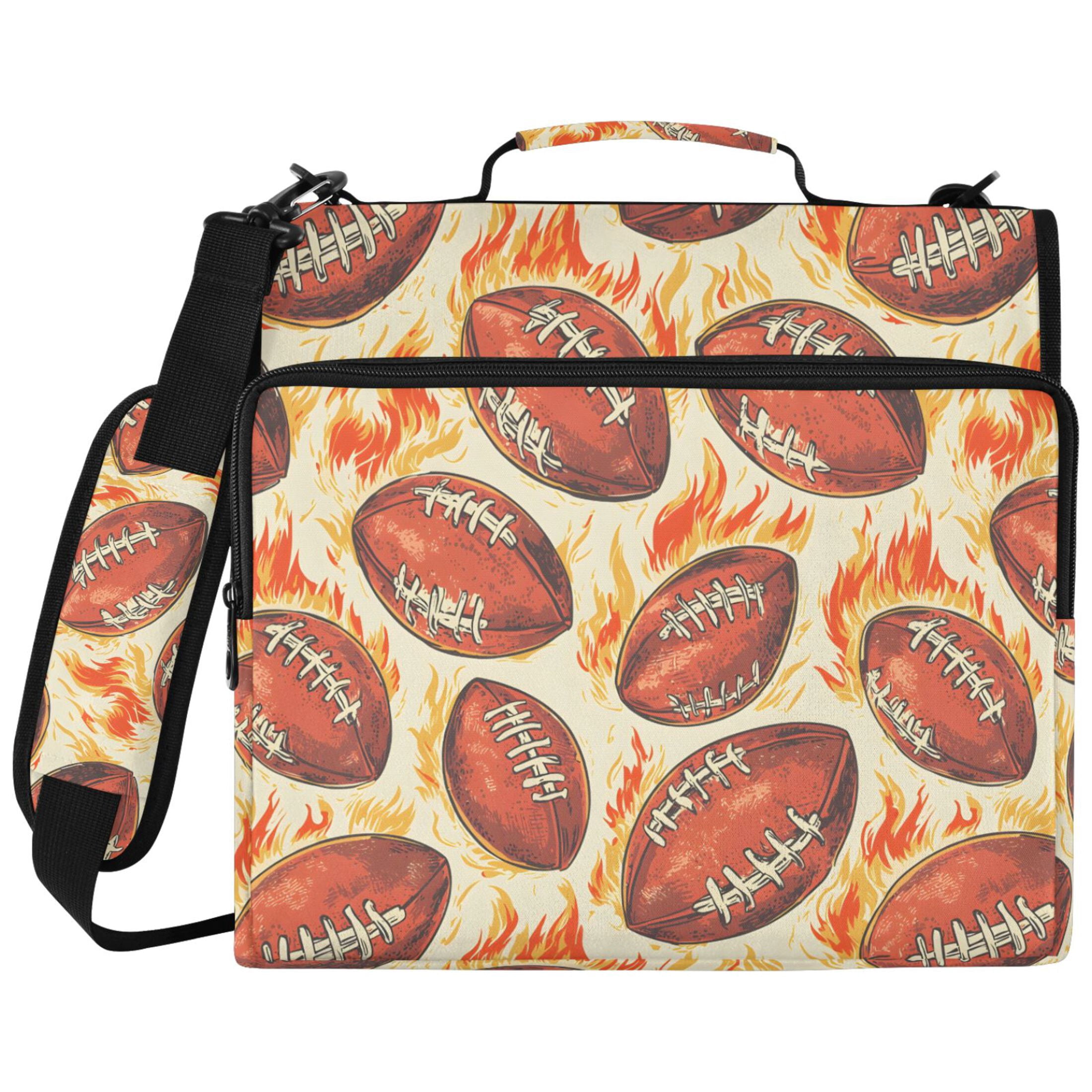 ALAZA Zipper Binder Rugby Football Fire Pattern 2 inch 3 Ring 500 Sheet ...