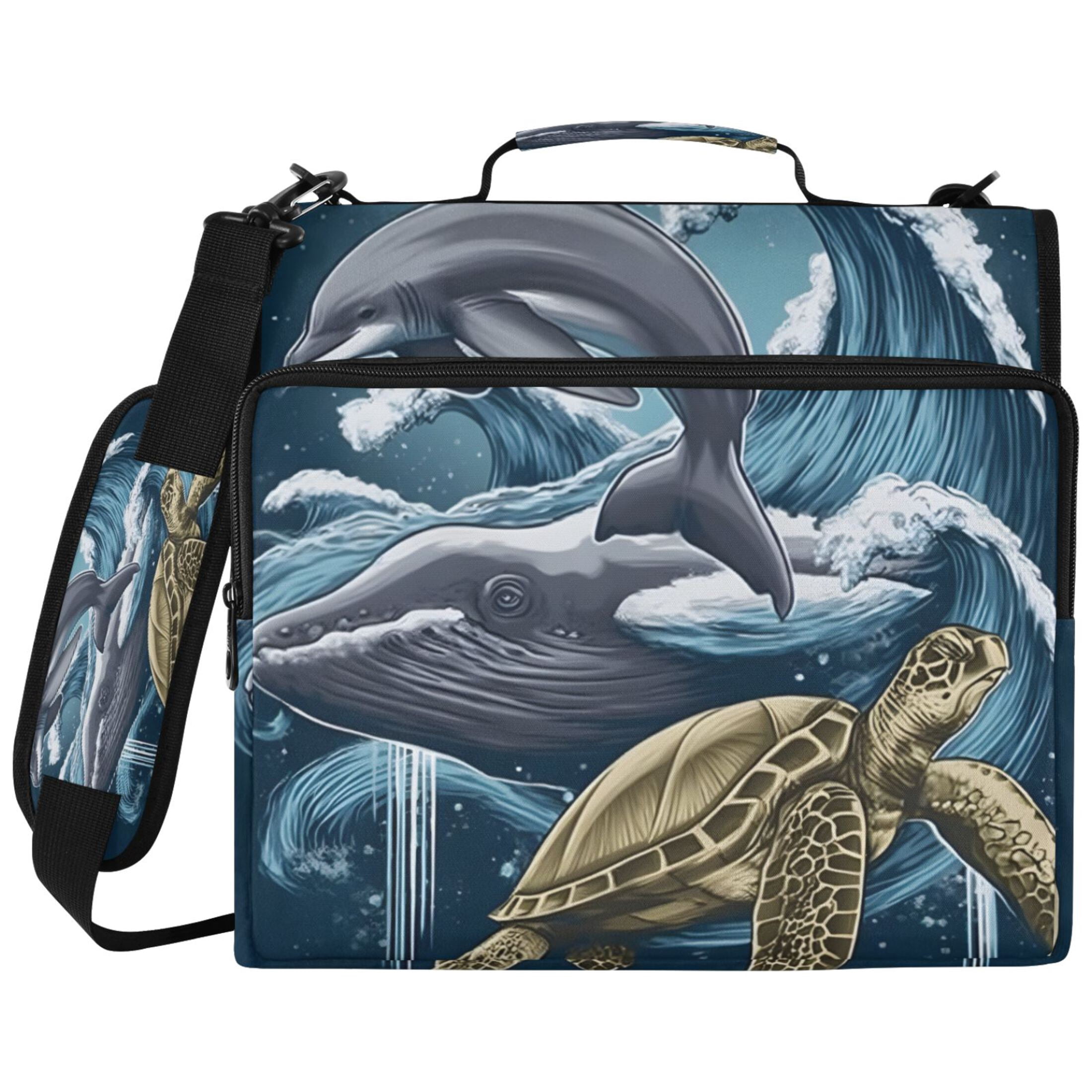 ALAZA Zipper Binder Sea Turtle and Dolphins Pattern 2 inch 3 Ring 500 ...