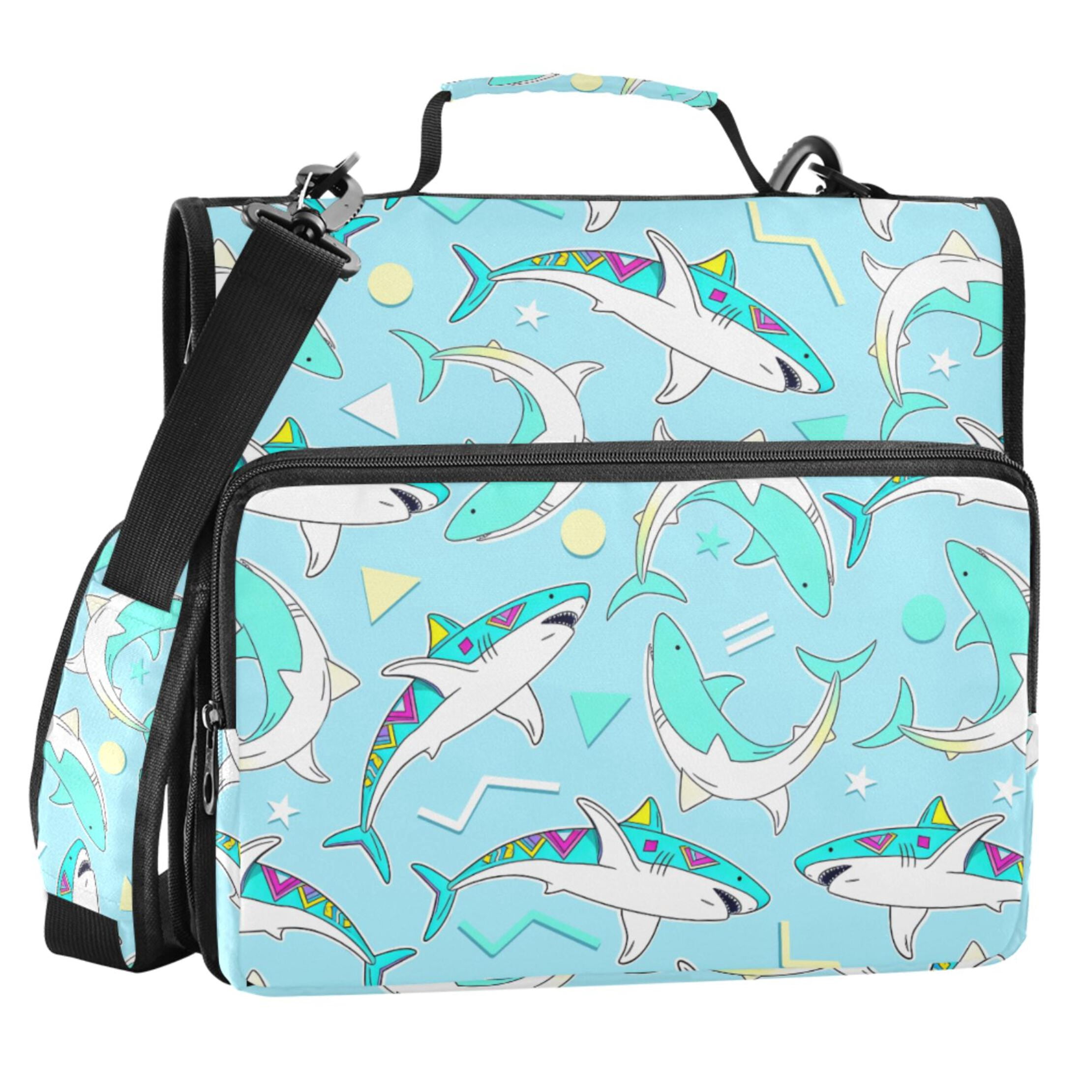 ALAZA Zipper Binder Sharks Green 2 in 3 Ring Trapper Keeper 500 Sheet ...