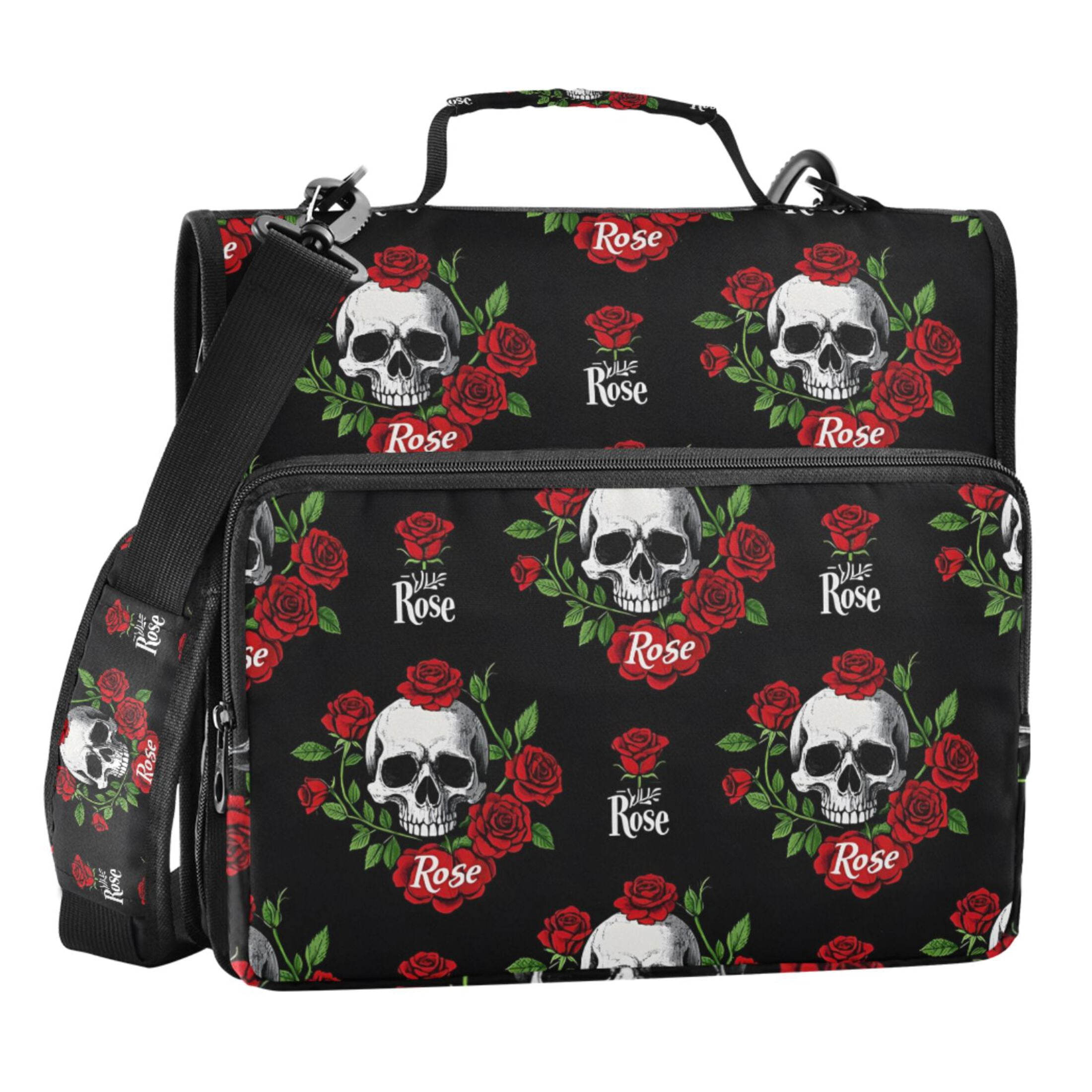 ALAZA Zipper Binder Skulls Roses Pattern 3 Ring Trapper Keeper File ...