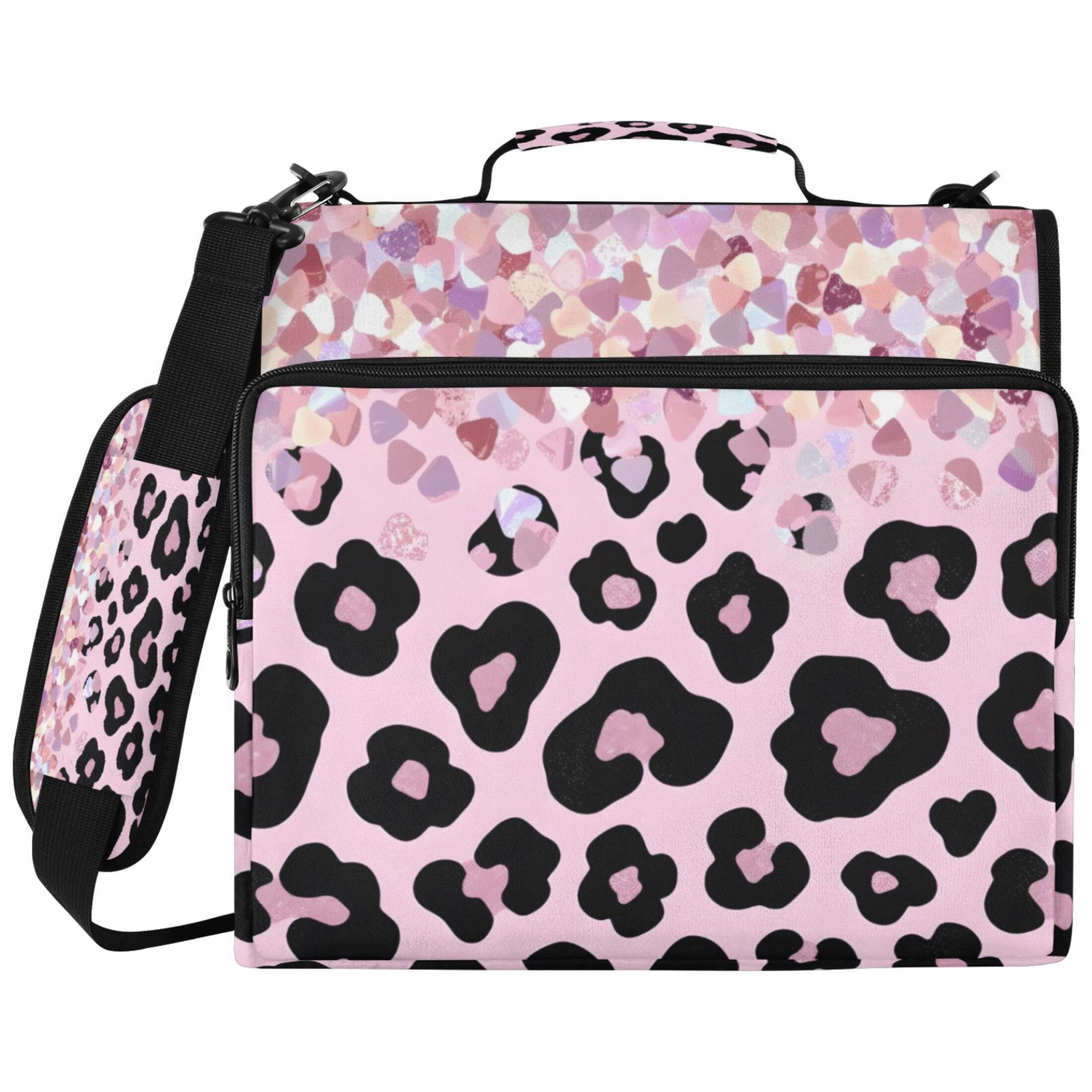 ALAZA Zipper Binder Sparkling Glitter Leopard Pattern 2 inch 3 Ring 500 ...