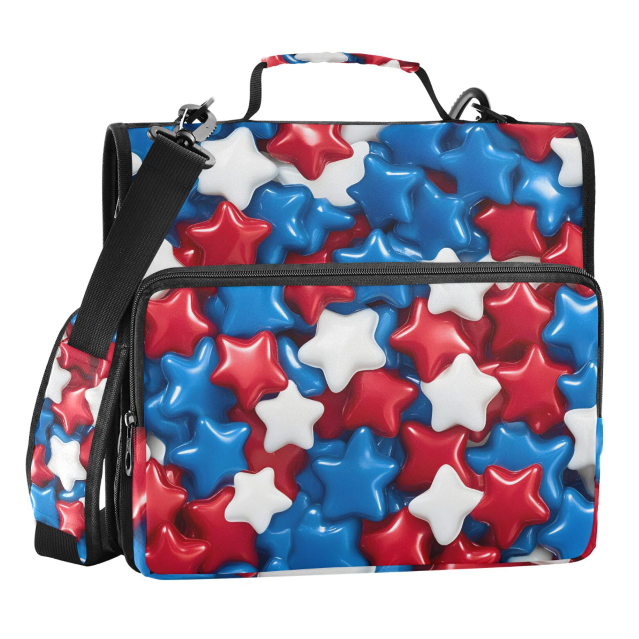 ALAZA Zipper Binder Stars Red and Blue 3 Ring Trapper Keeper File ...
