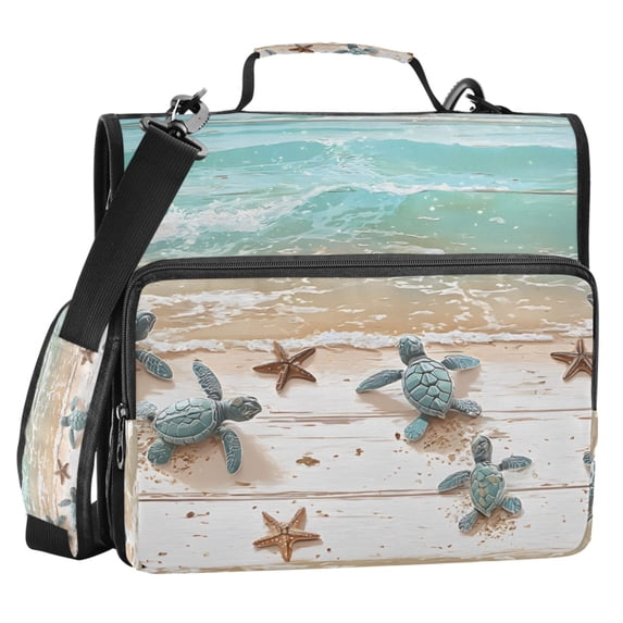 ALAZA Zipper Binder Summer Turtle on Wood 2 in 3 Ring Trapper Keeper ...