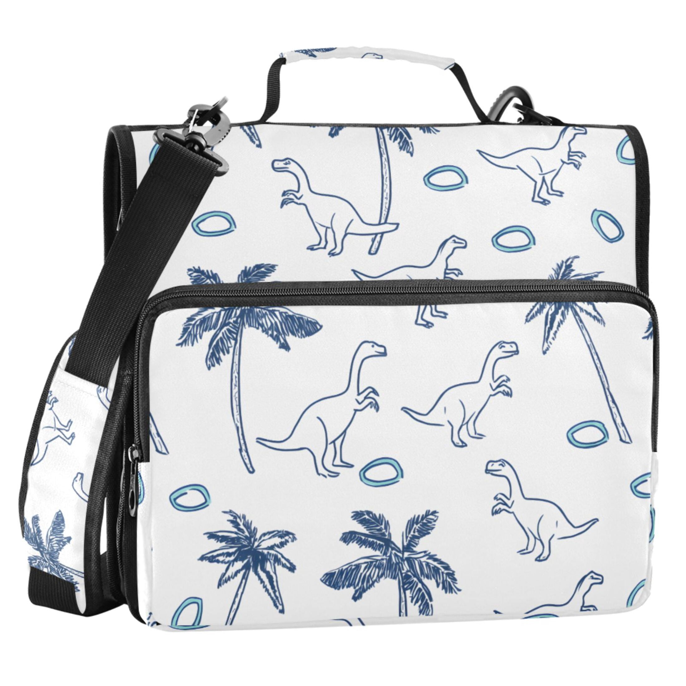 ALAZA Zipper Binder Tropical Cartoon Dinosaur 2 in 3 Ring Trapper ...