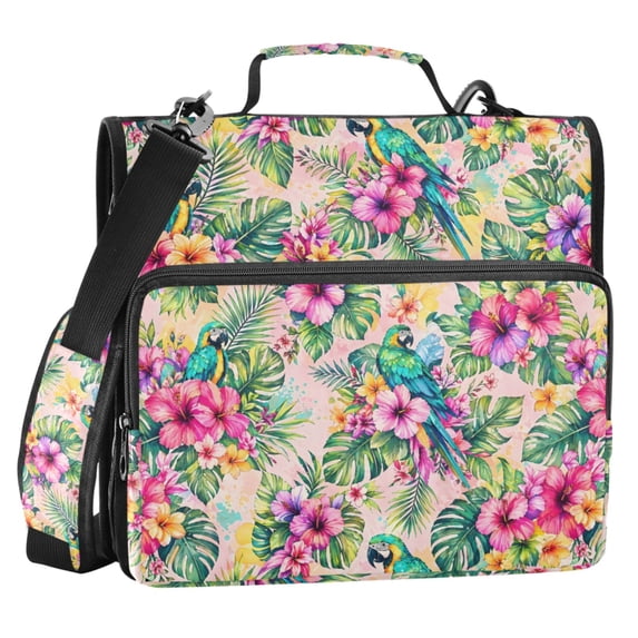 ALAZA Zipper Binder Tropical Parrots 2 in 3 Ring Trapper Keeper 500 ...