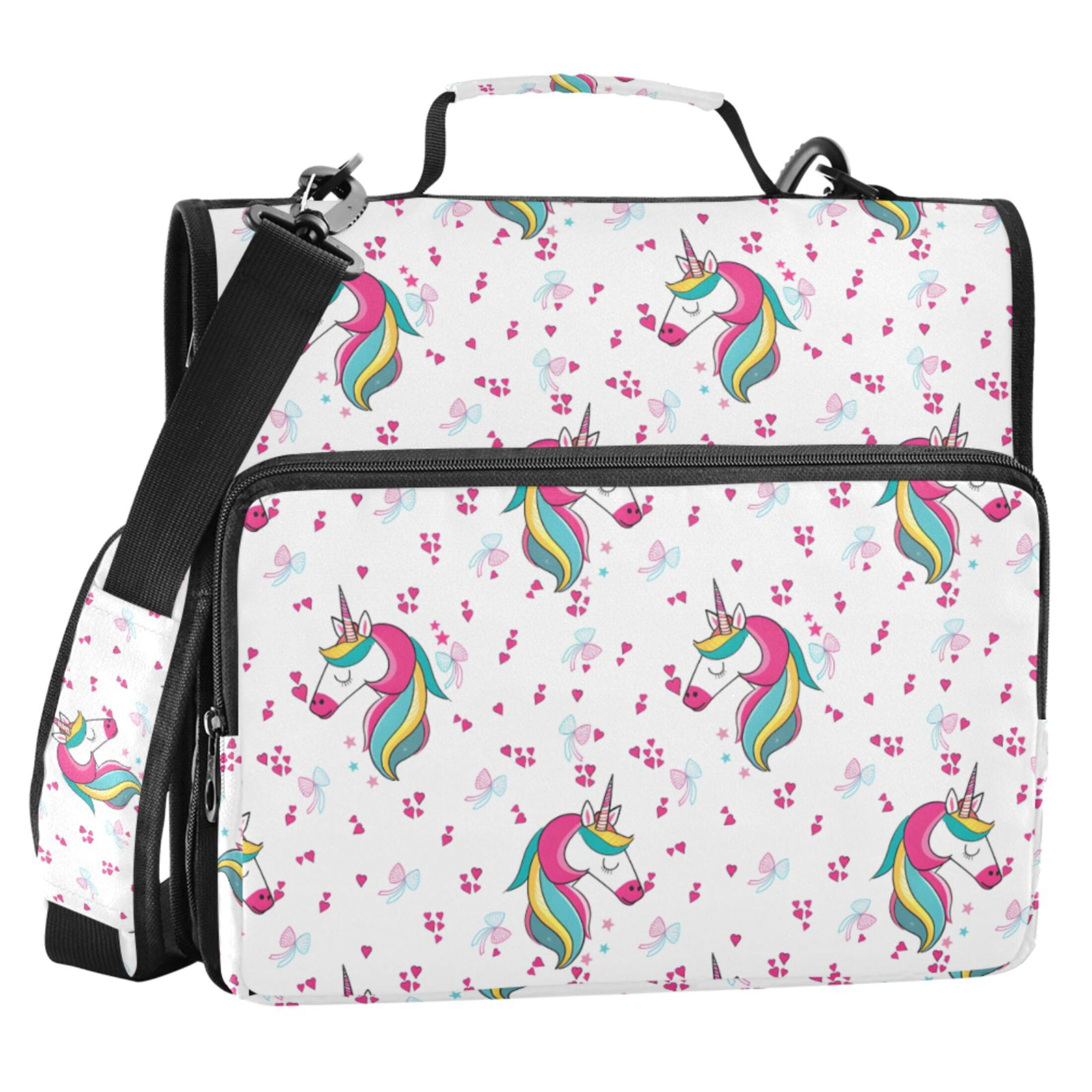 ALAZA Zipper Binder Unicorn Bows 2 in 3 Ring Trapper Keeper 500 Sheet ...
