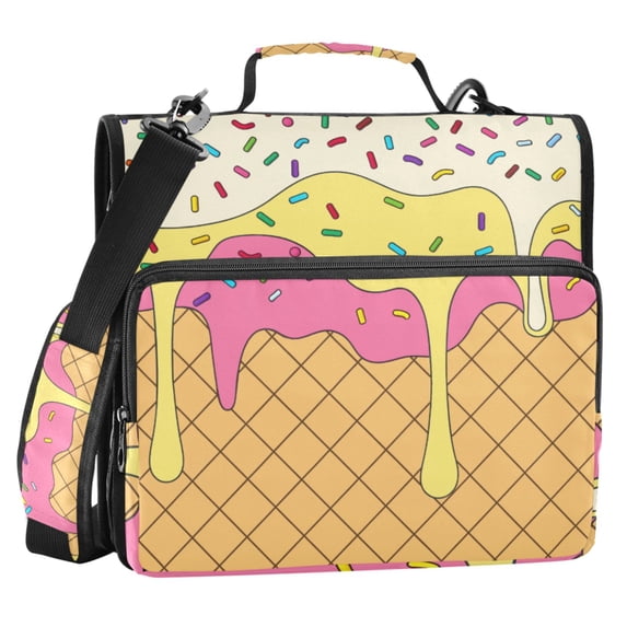 ALAZA Zipper Binder Yellow Ice Cream 2 in 3 Ring Trapper Keeper 500 ...