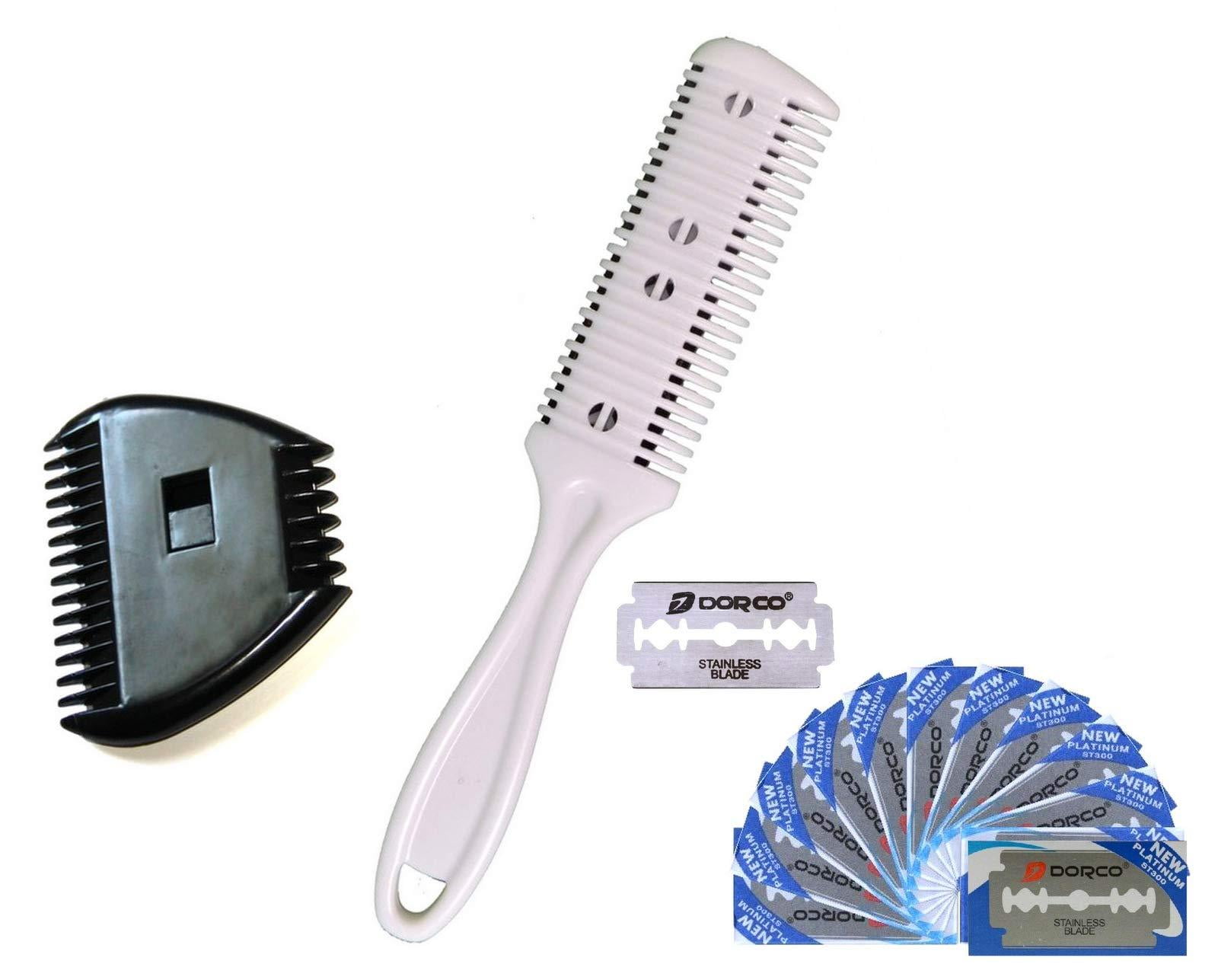 ALAZCO Combo Set, White Plastic Personal Double Edge Razor Comb Hair ...
