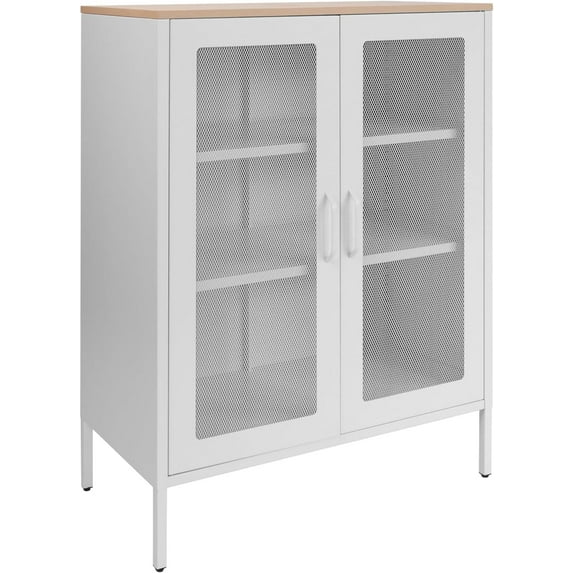 ALBAD Metal Storage Cabinet with Mesh Doors and Adjustable Shelves ...