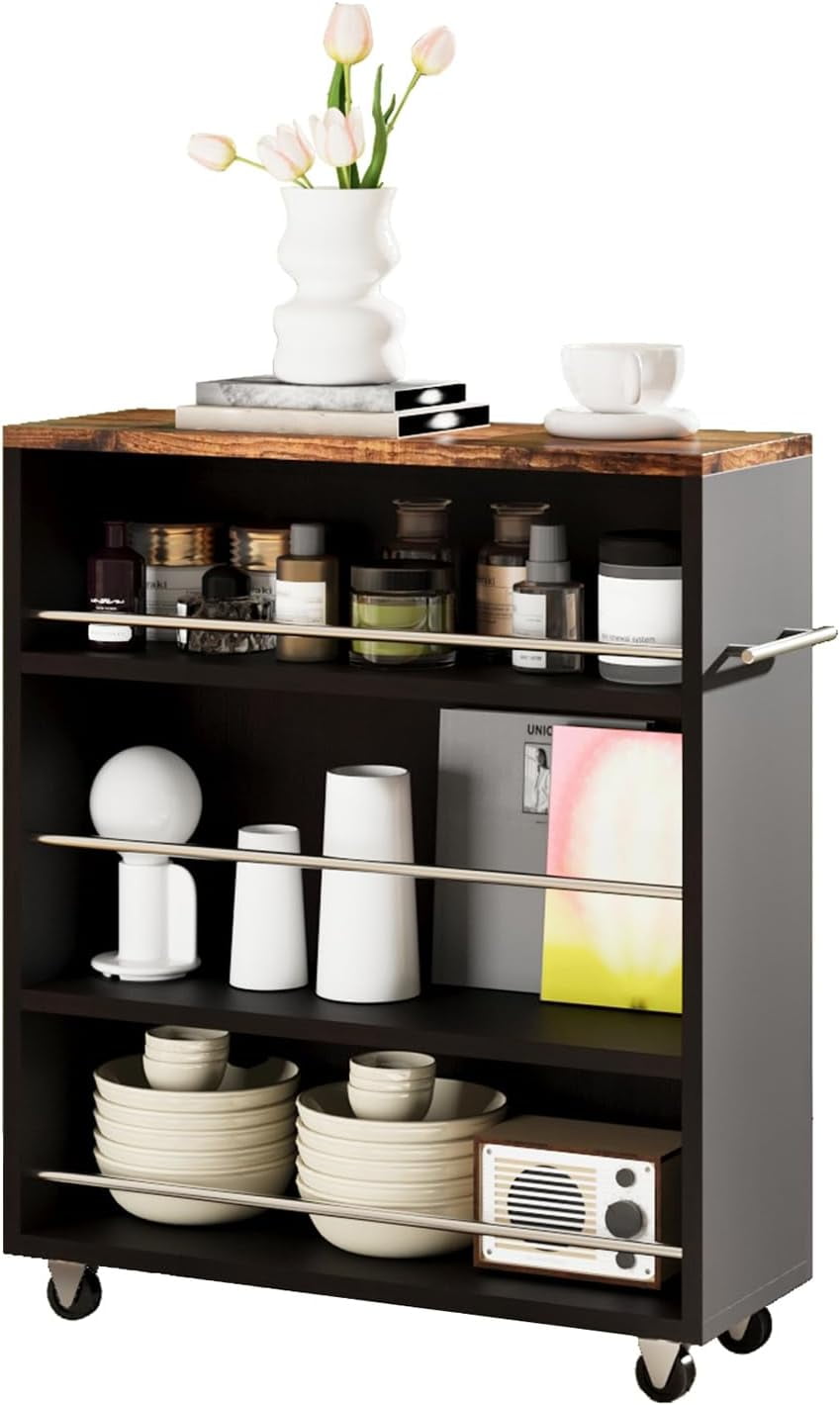 ALBAD Slim Rolling Cart,4-Tier Storage Cart with Wheels,7.9”W Slim ...