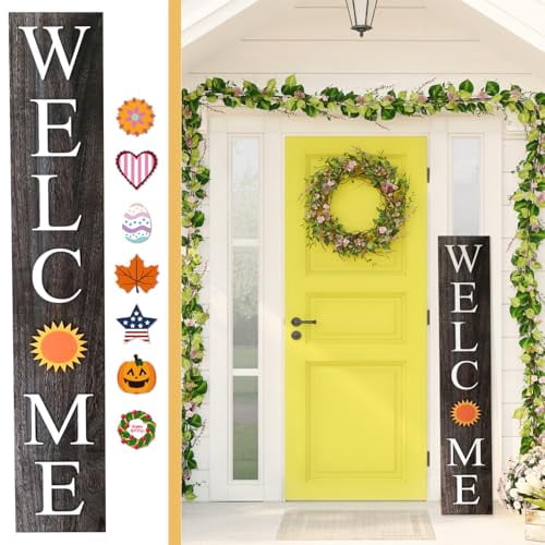 ALBEN Welcome Sign for Front Door Porch with Ornamental Tiles - 8 ...