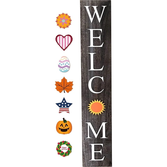 ALBEN Welcome Sign For Front Door Porch With Ornamental Tiles - 8 ...