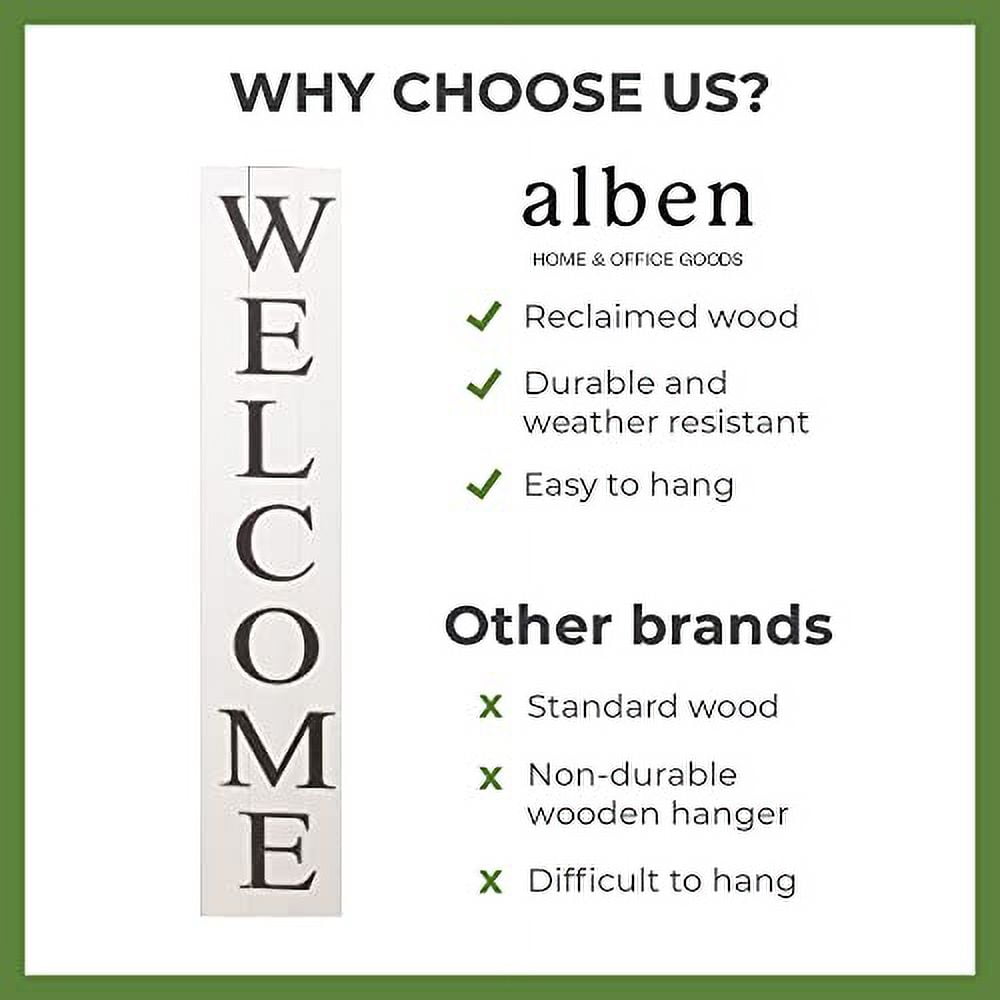 ALBEN Welcome Sign for Front Door Porch – 5 Feet Tall, Vertical Wooden ...