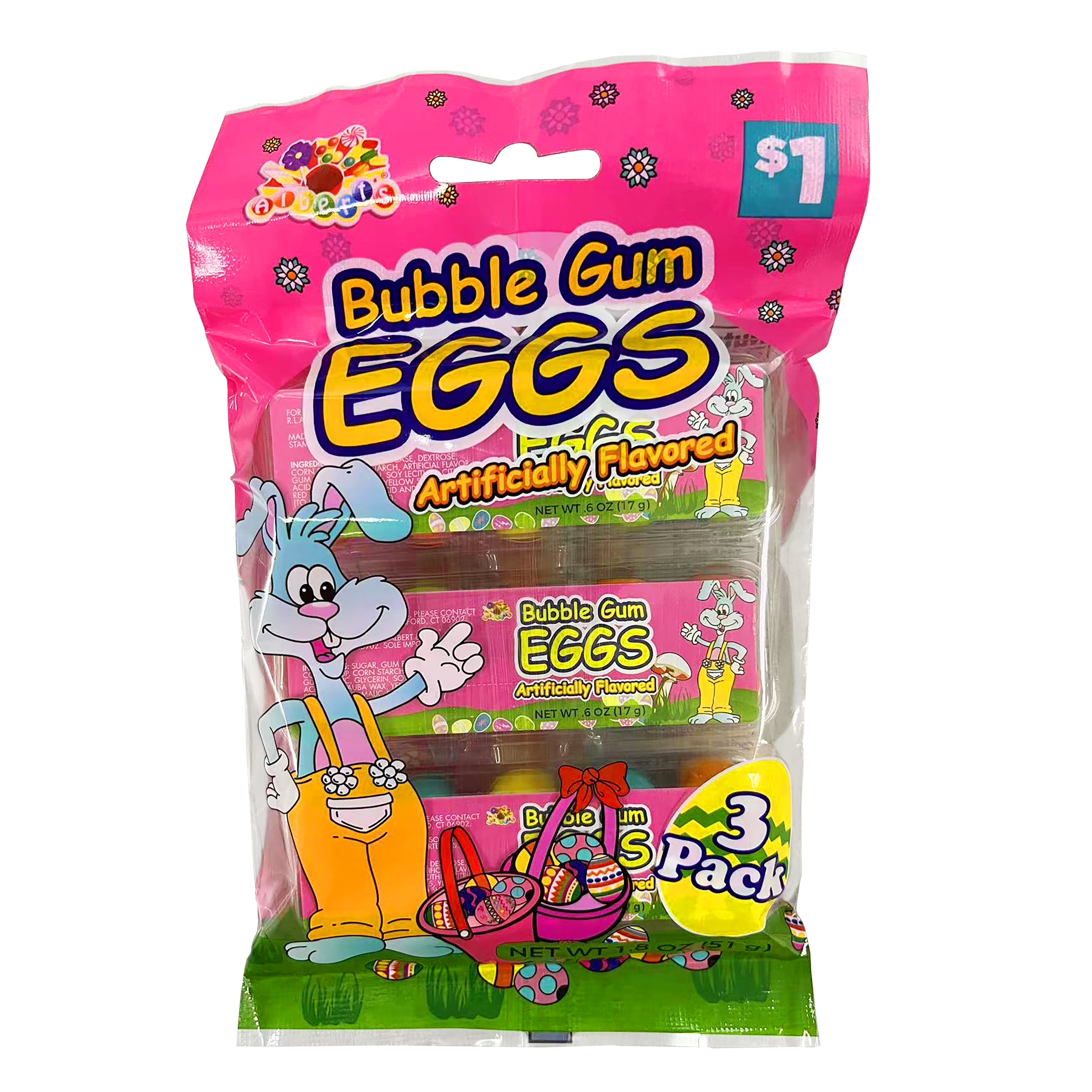ALBERT'S 3-PACK MINI CARTON BUBBLE GUM EGG TRAYS, EASTER BUNNY APPROVED ...