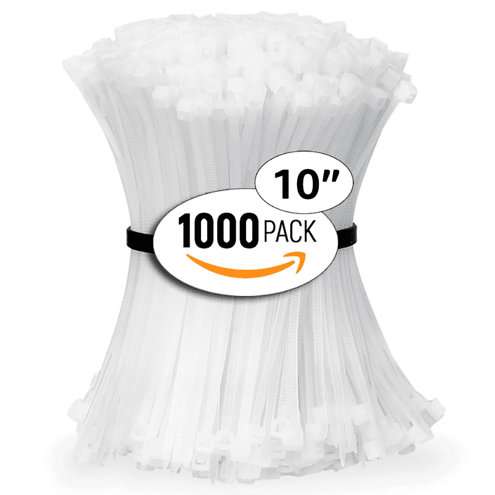 ALBO White 10 Inch Plastic Cable Ties 1000 Pack, UV Resistant Nylon ...