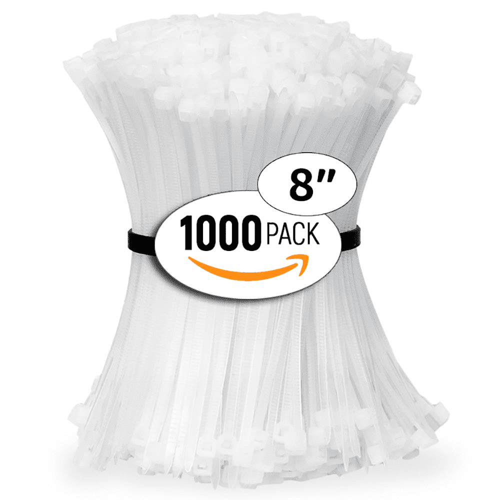 ALBO 8 Inch White Plastic Cable Ties, 1000 Pack, 40lb Strength, UV ...
