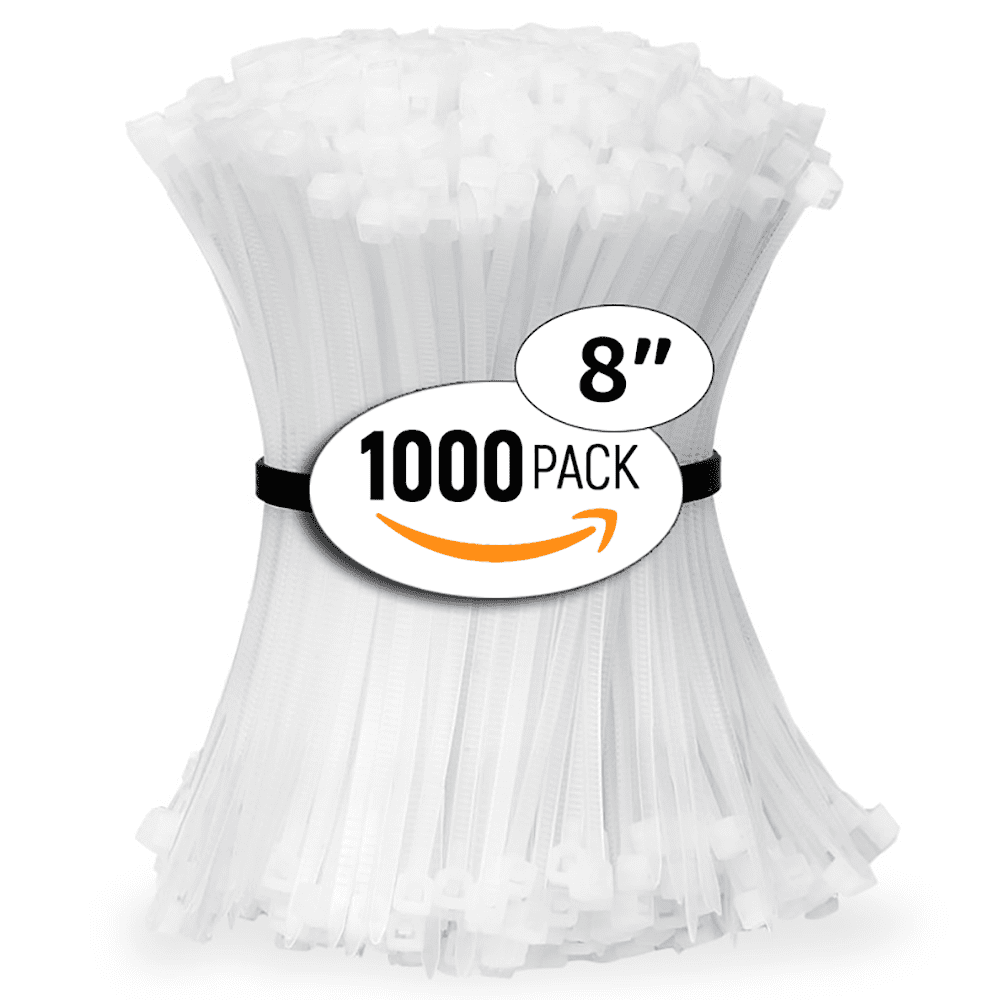 ALBO White Zip Ties 8 Inch Plastic Cable Ties 1000 Pack Tie Wraps 40lb ...