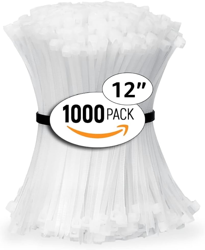 ALBO 12 Inch White Nylon UV-Resistant Zip Ties, 1000 Pack, Durable ...
