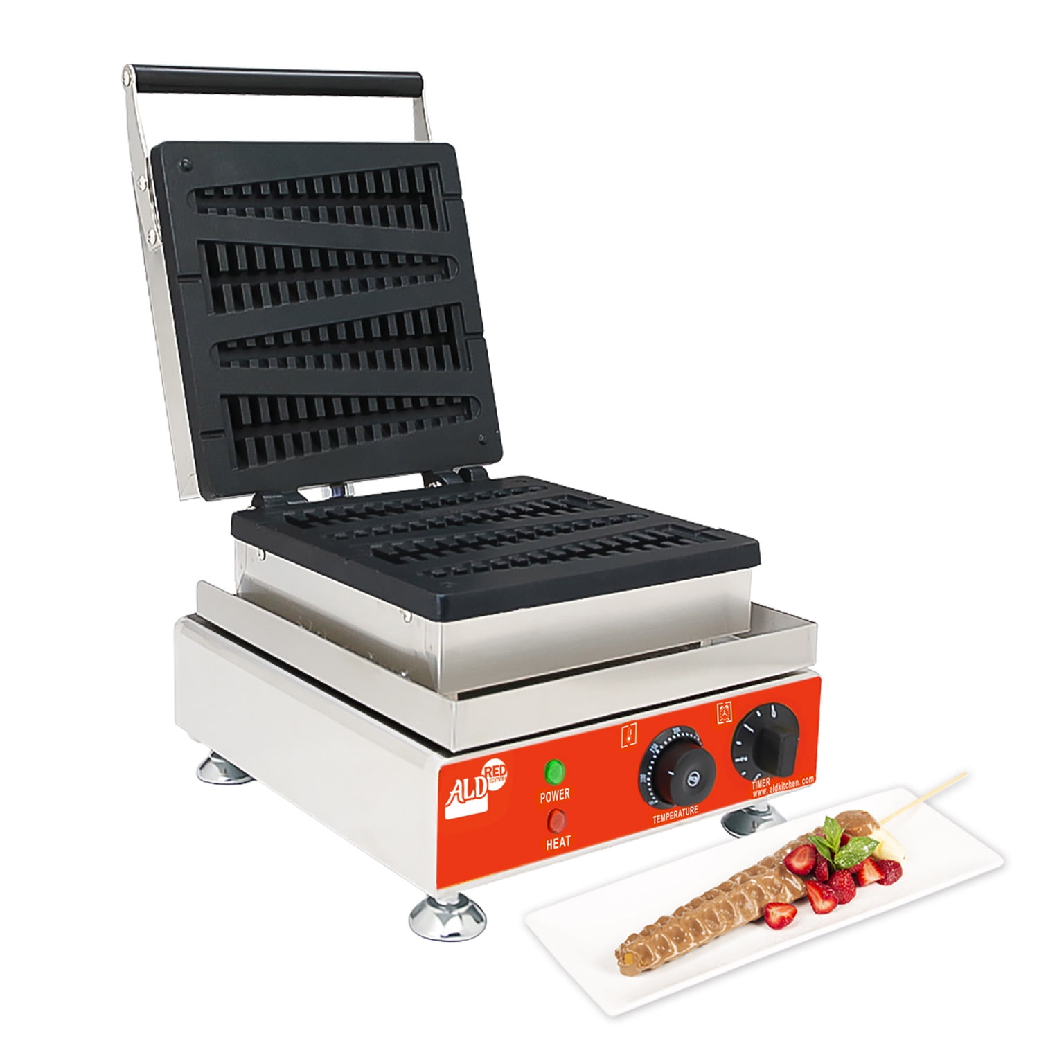 ALD Red Waffle Stick Maker | 4 Tree Waffles on a Stick | Stick Waffle ...