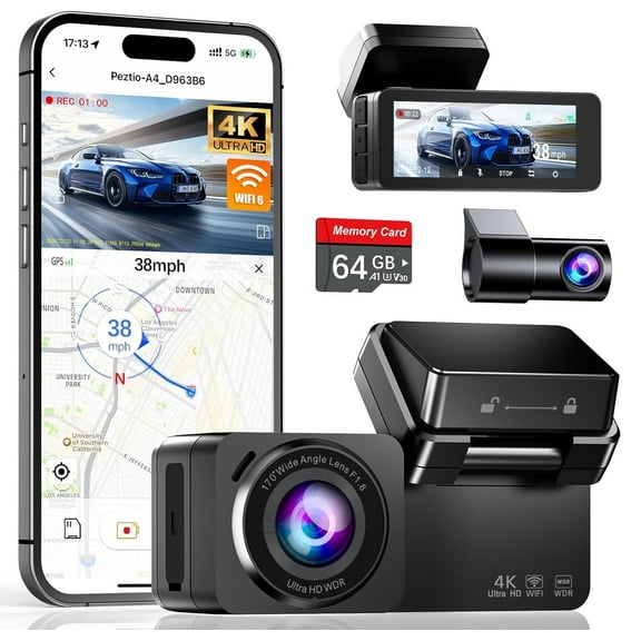 10" HD Touch Screen Car Recorder – Dual Lens Front & Rear Dash Cam with ...