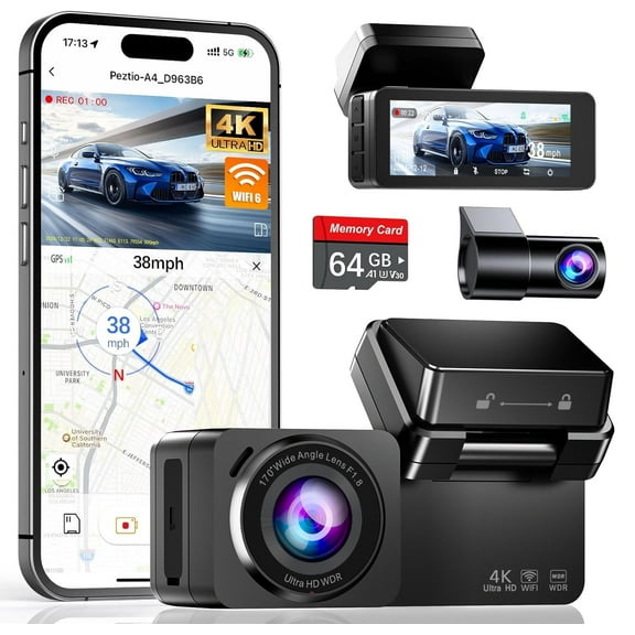 "WOLFBOX 4K Front/1080P Rear Dash Cam, 12"" Rearview Mirror, Night ...