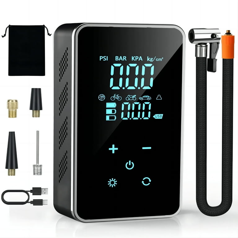 Tire Inflator Portable Air Compressor Air Pump for Car 18000mAh Electric Air Compressor Portable Air Pump Cordless 150 PSI Tire Pump with Touch Screen Gauge Light for Motorcycle Bike Ball Black Walmar...