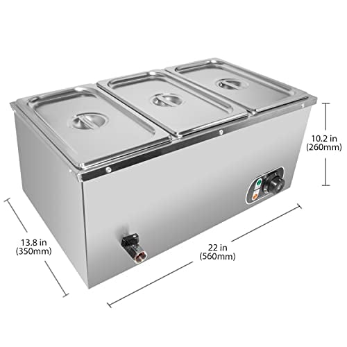 ALDKitchen Bain Marie Food Warmer | Electric Steam Buffet Warmer | 110V ...