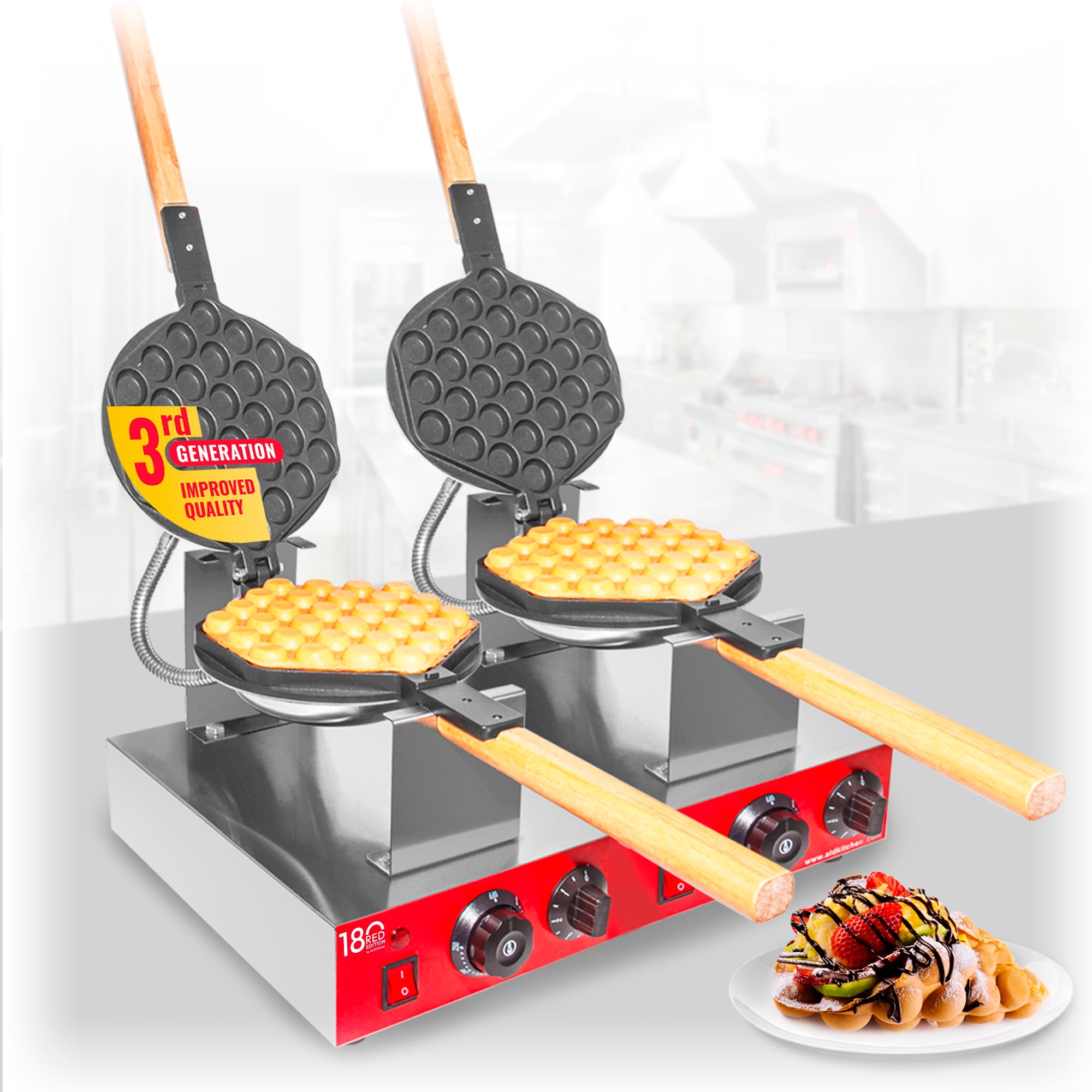 ALDKitchen Bubble Waffle Maker | Mechanical Thermostat | Hexagon Shape ...