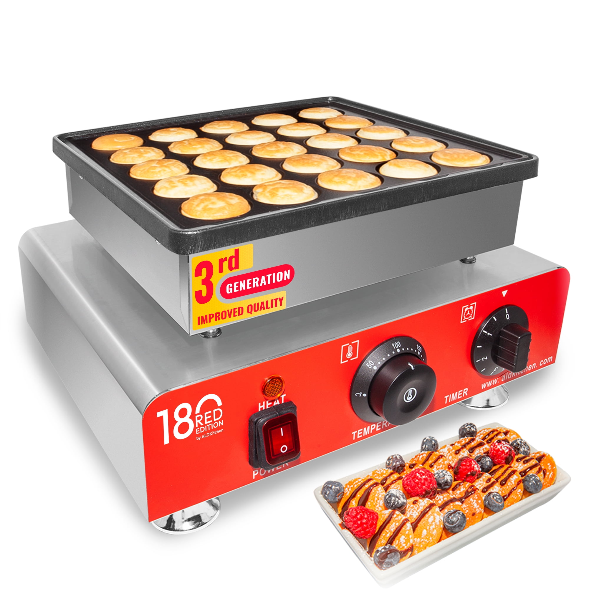 ALDKitchen Poffertjes Maker Commercial | 25 Pcs | Dutch Mini Pancakes ...