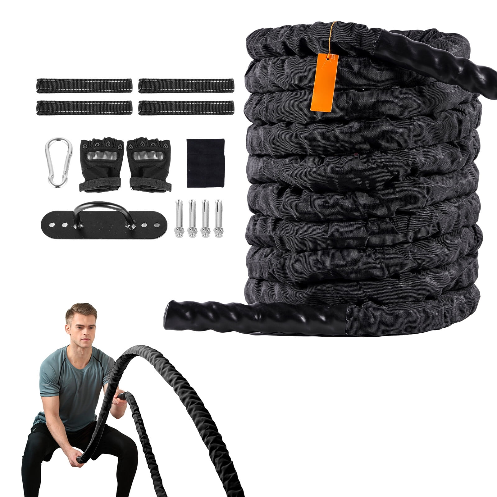 ALDOBF 1.5" x 40Ft Battle Rope – Heavy Duty Workout Rope with Anchor ...