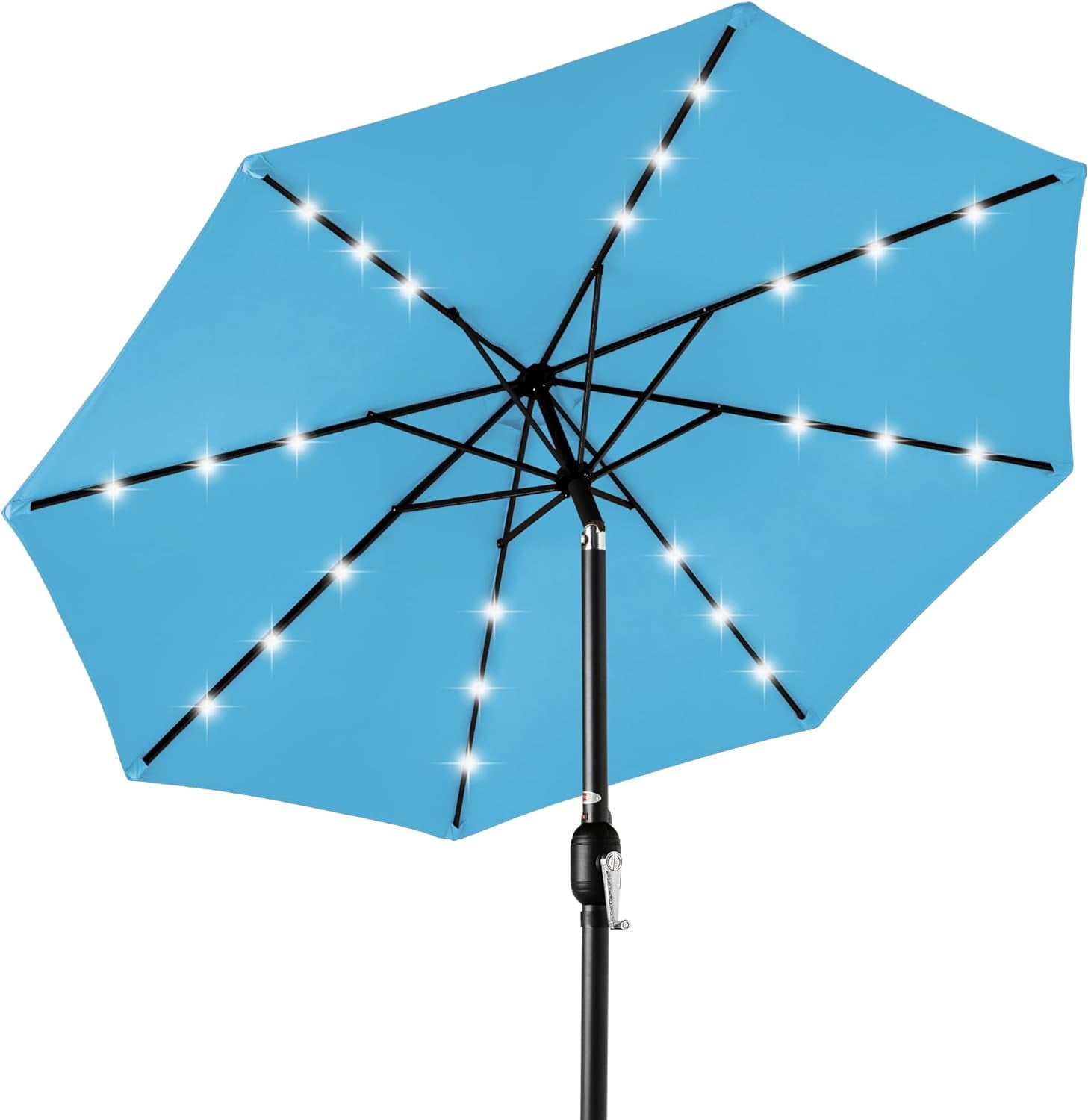 ALDOBF 10ft Solar Polyester LED Lighted Patio Umbrella With Tilt ...