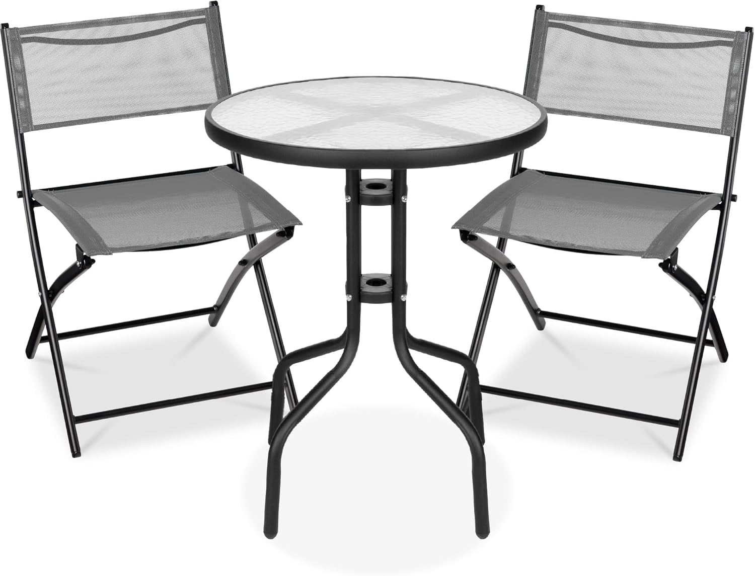 ALDOBF 3-Piece Outdoor Patio Bistro Set, Textured Tempered Glass Table ...