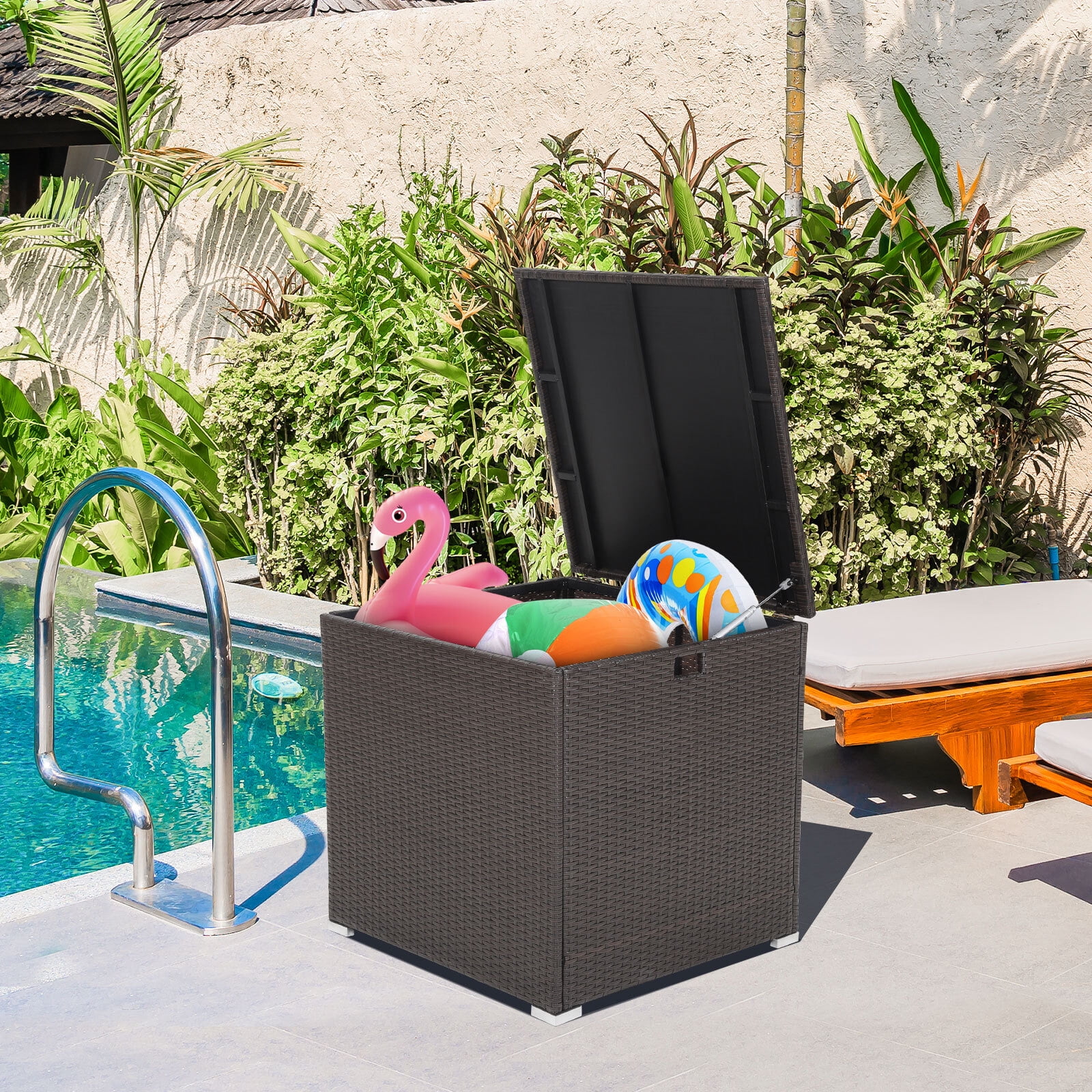 ALDOBF 72 Gallon Outdoor Wicker Deck Box, Waterproof Storage Container ...