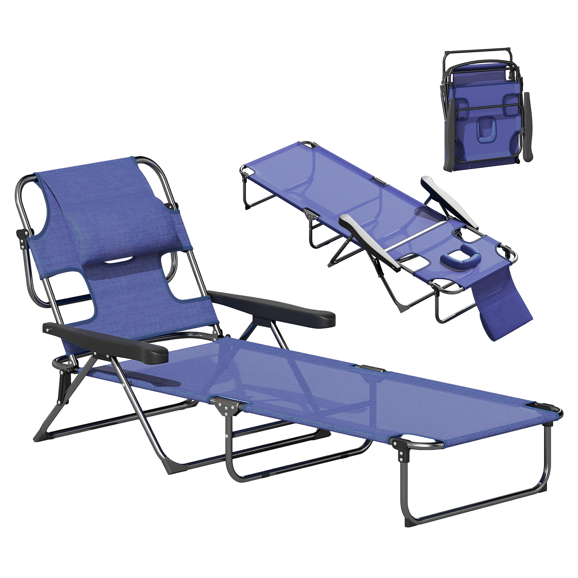 ALDOBF 76" x 28" Chaise Lounge Portable Lightweight Reclining Lounger ...