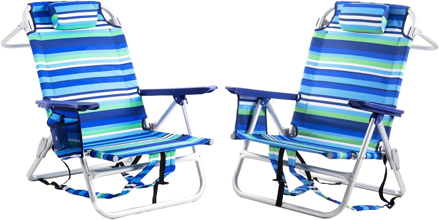 ALDOBF Backpack Beach Chair for Adults, Folding Heavy-Duty Lounge Chair ...