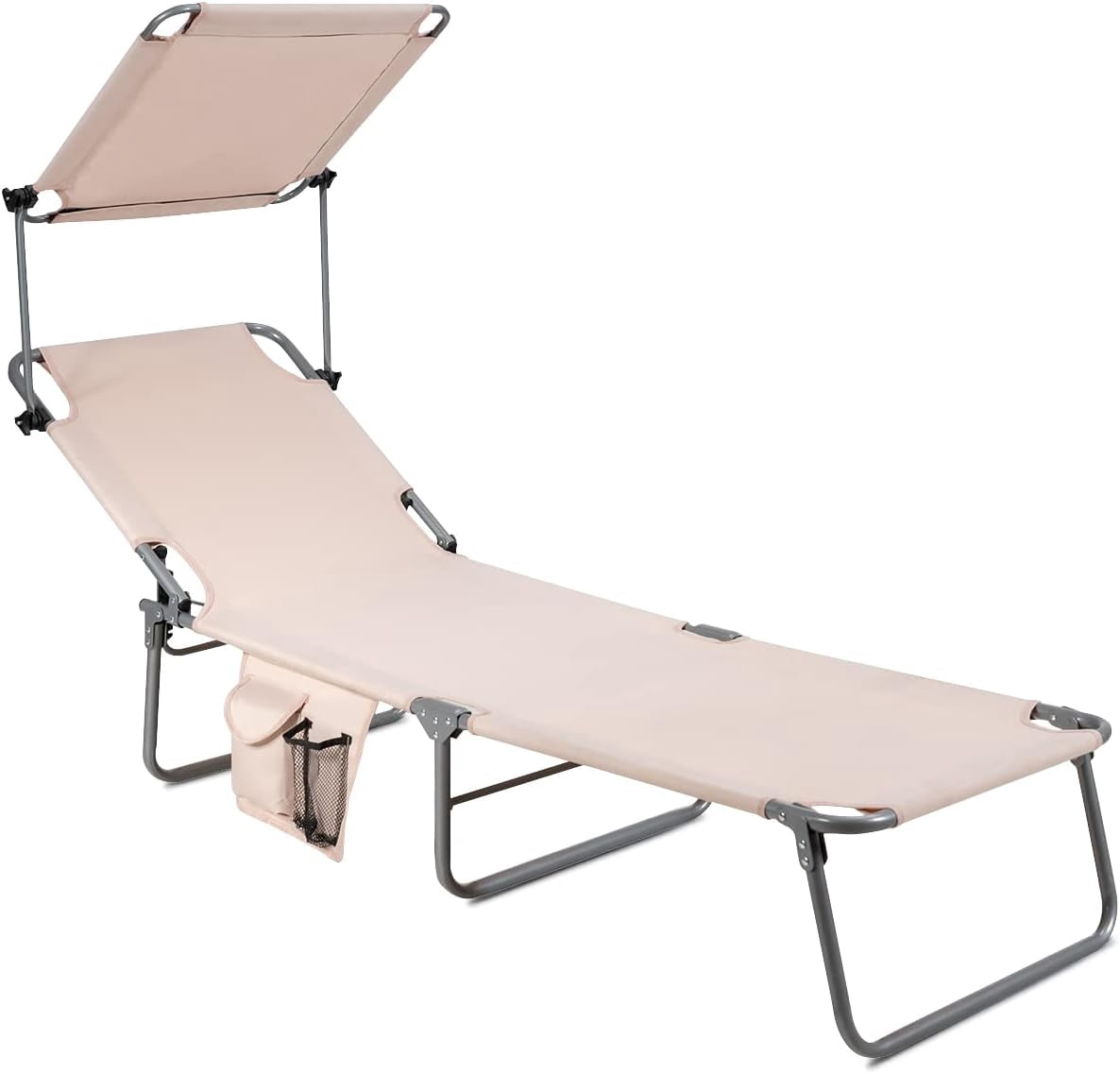 ALDOBF Beach Lounge Chair, Foldable Chaise Lounge with Canopy ...