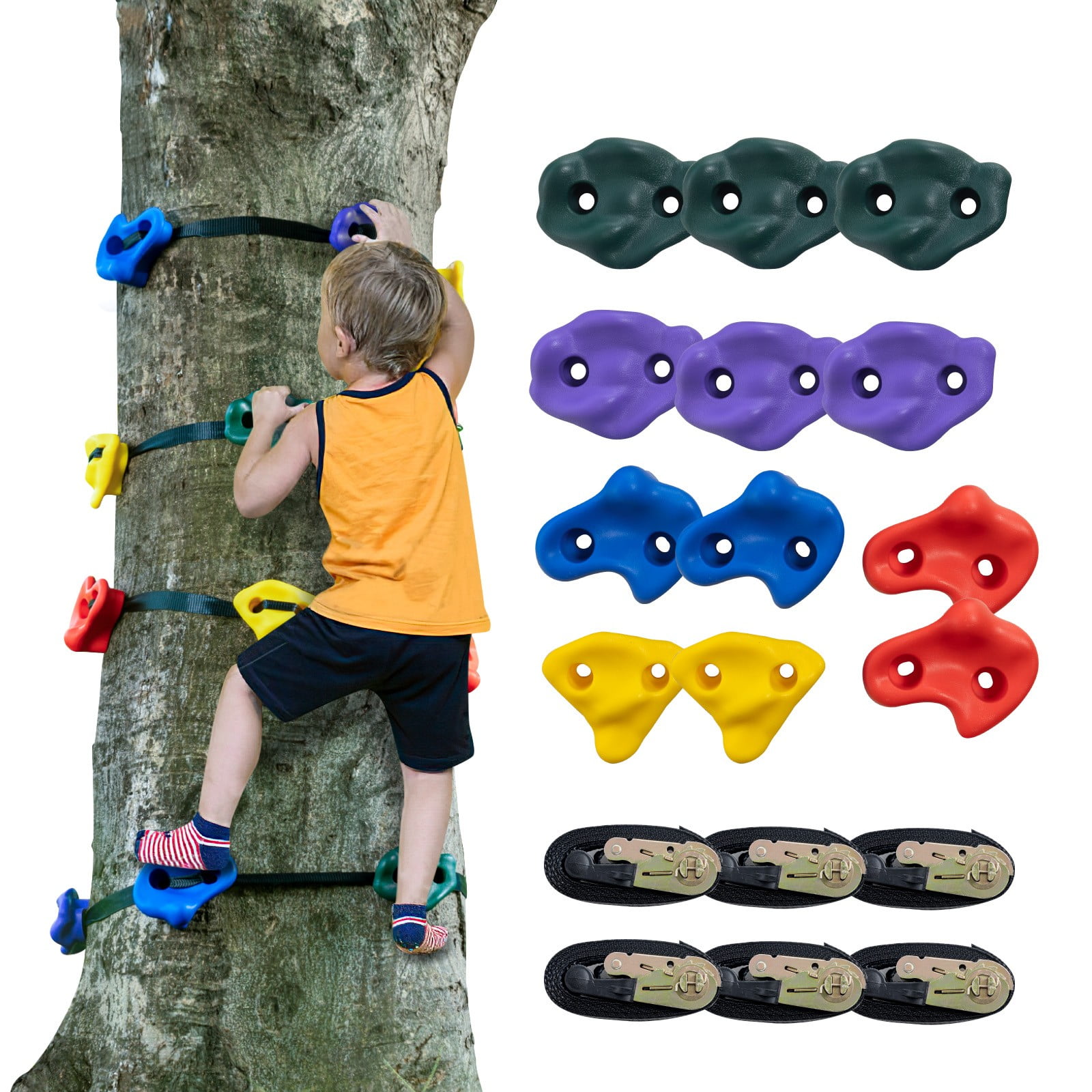 ALDOBF Ninja Tree Climbing Kit for Kids, 12 Tree Climbing Holds with 6 ...