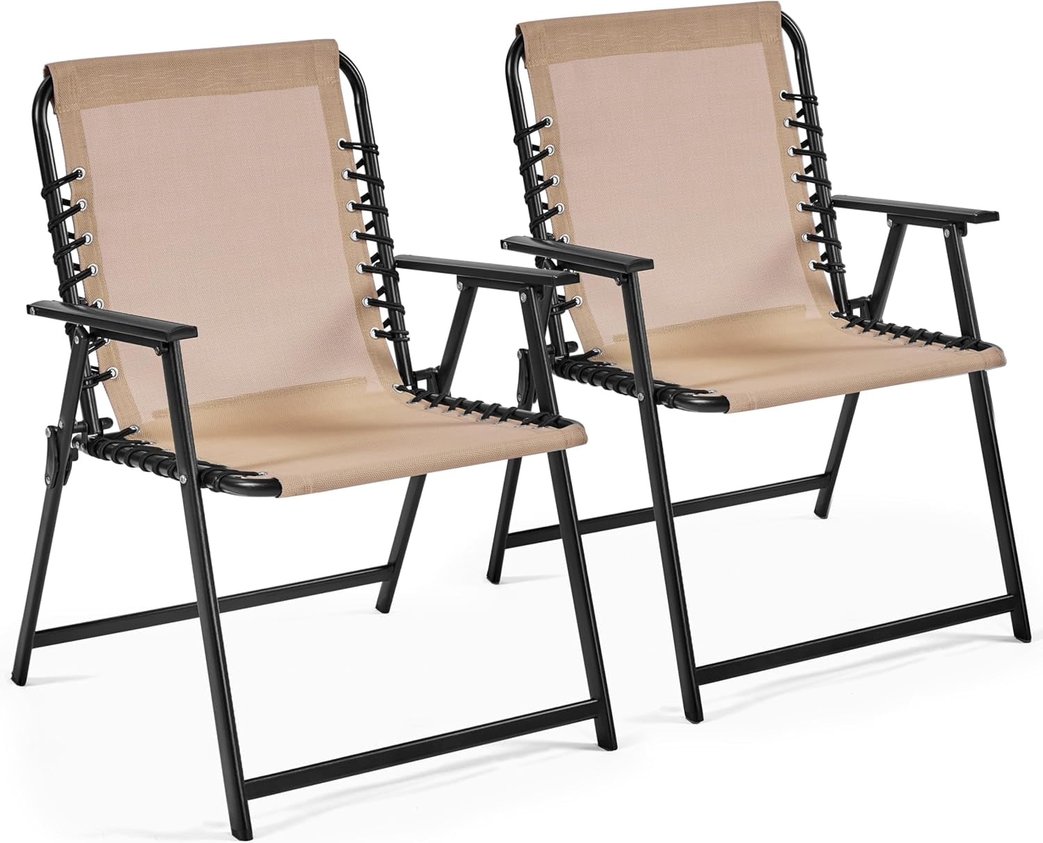ALDOBF Outdoor Folding Patio Dining Chairs Set of 2, Texteline Fabric ...