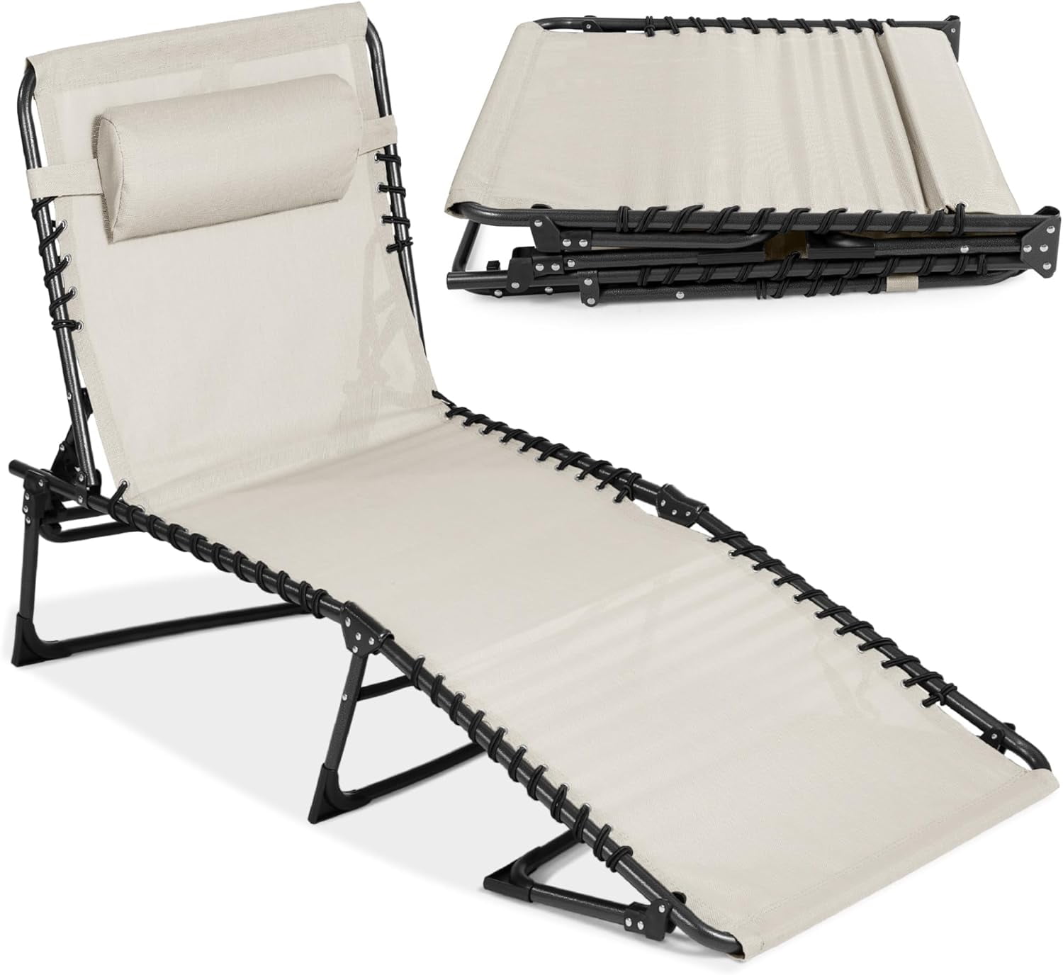 ALDOBF Patio Chaise Lounge Chair, Outdoor Folding Recliner with 8 ...