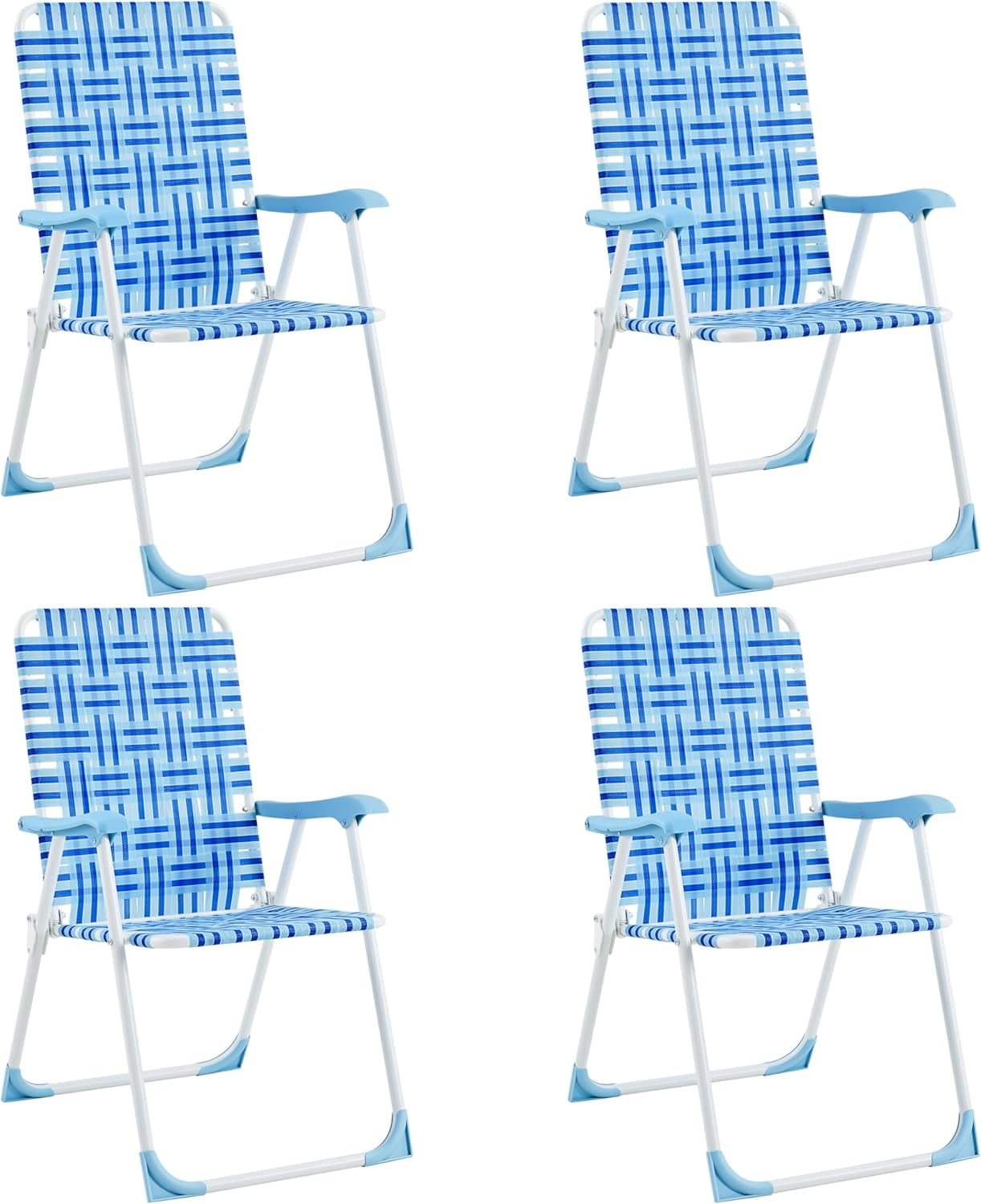 ALDOBF Patio Webbed Lawn Chairs Set of 4, Folding Outdoor Chairs with ...