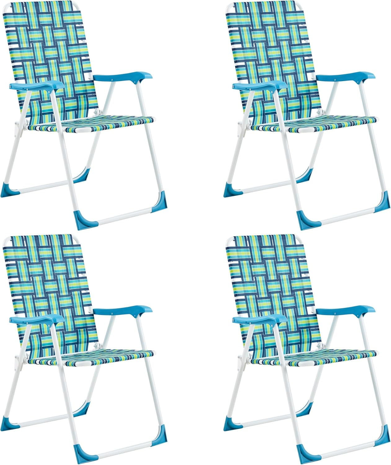 ALDOBF Patio Webbed Lawn Chairs Set of 4, Folding Outdoor Chairs with ...