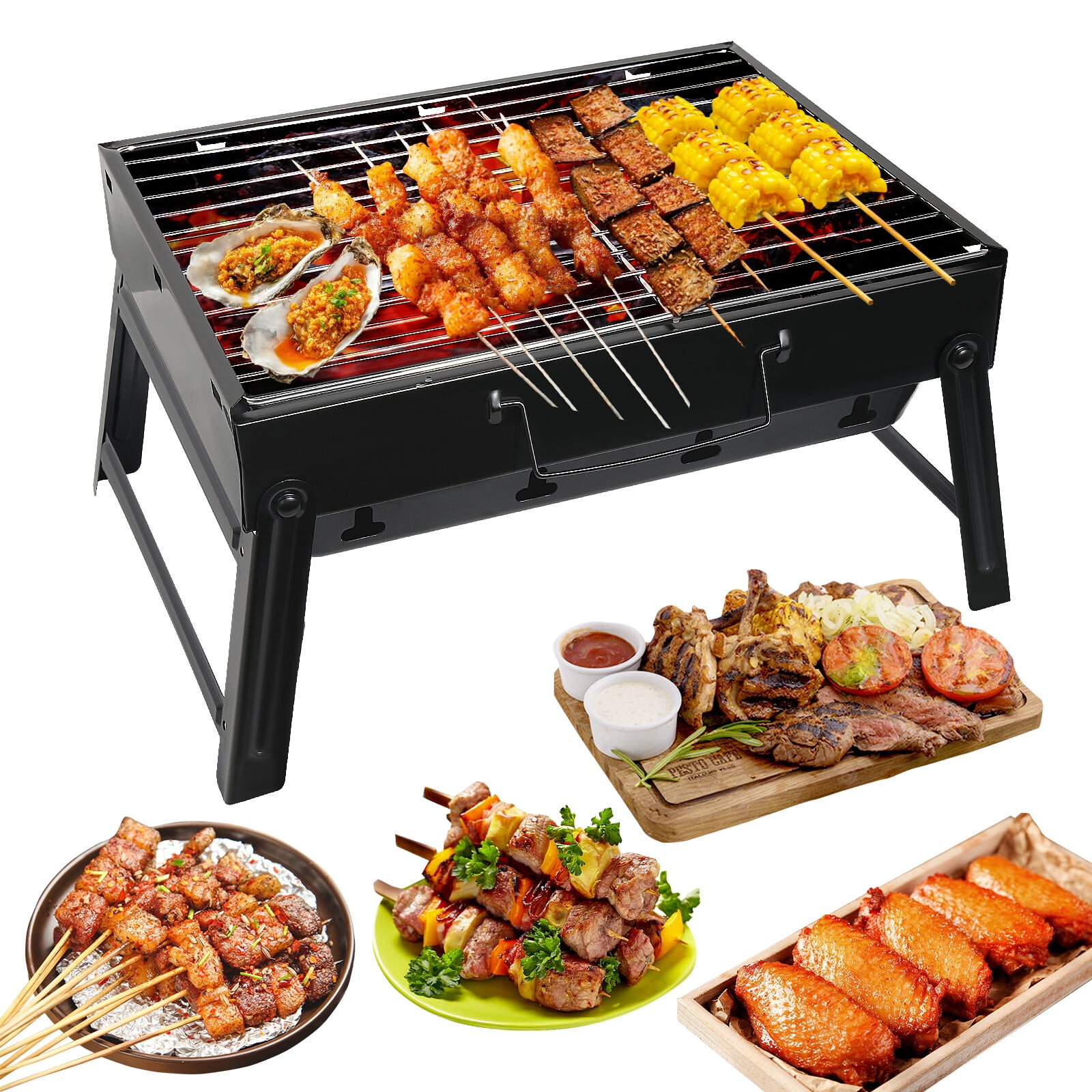 ALDOBF Portable Charcoal Grill,17" Folding Portable BBQ Charcoal Grill Compact Tabletop Mini ...