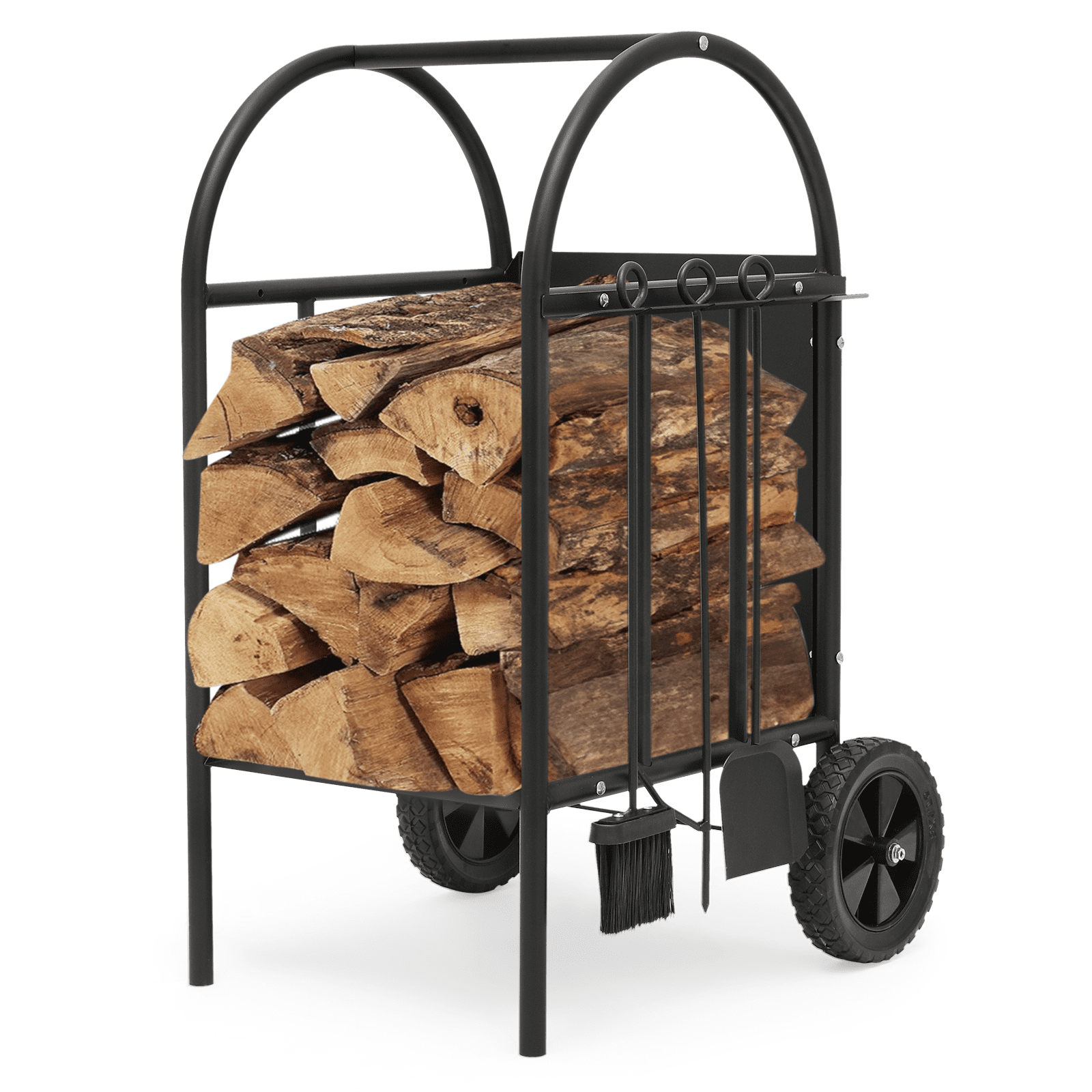 ALDOBF Rolling Firewood Log Rack with Wheels – Heavy-Duty Metal Wood ...