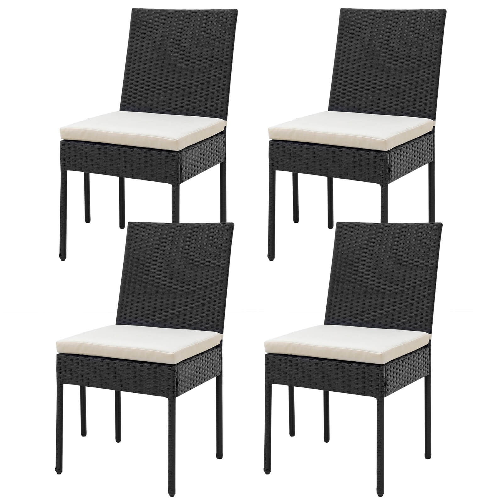 ALDOBF4-piece set of courtyard rattan dining chairs with soft cushioned ...